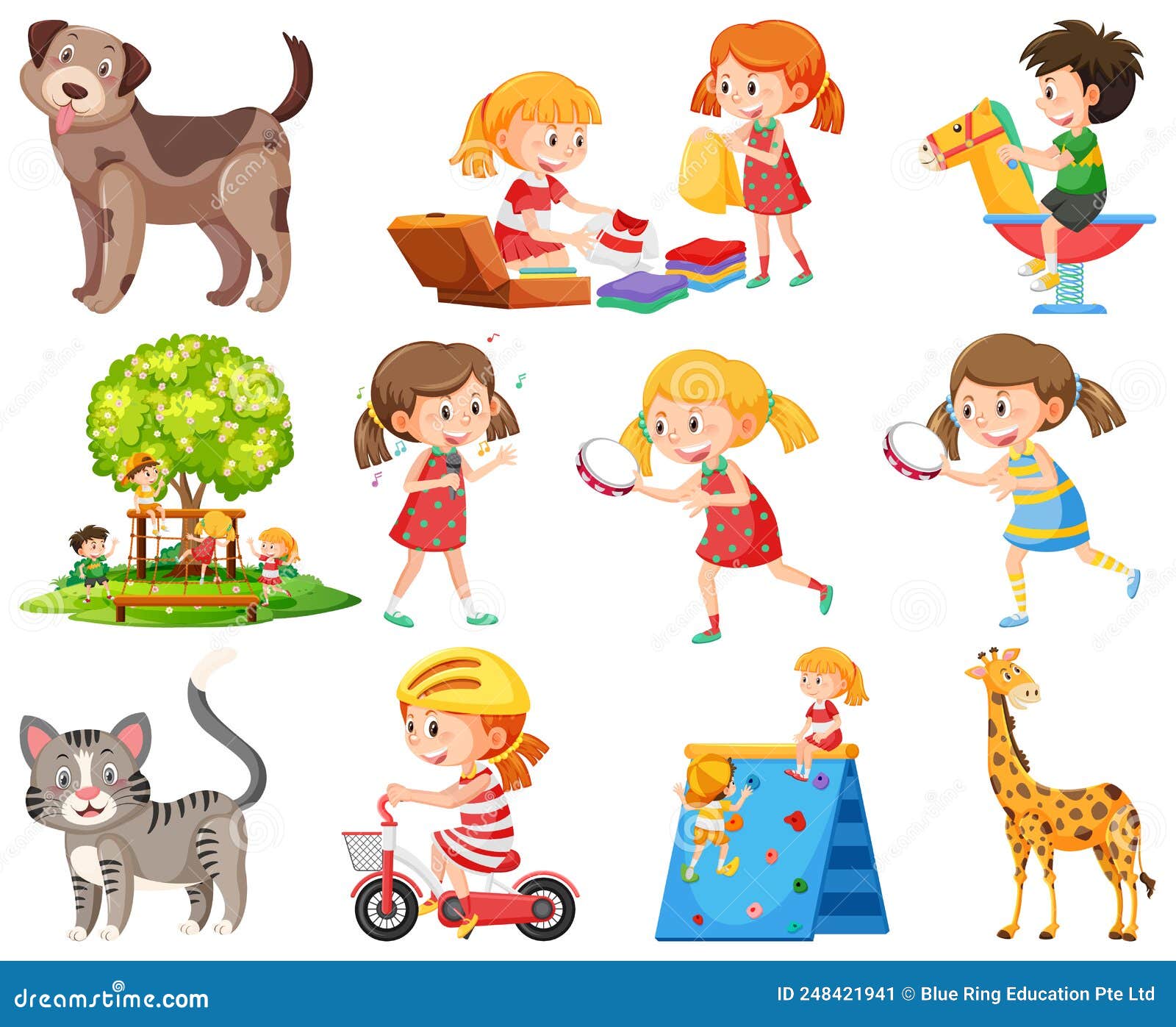 Set of Different Cute Kids and Objects Stock Vector - Illustration of ...