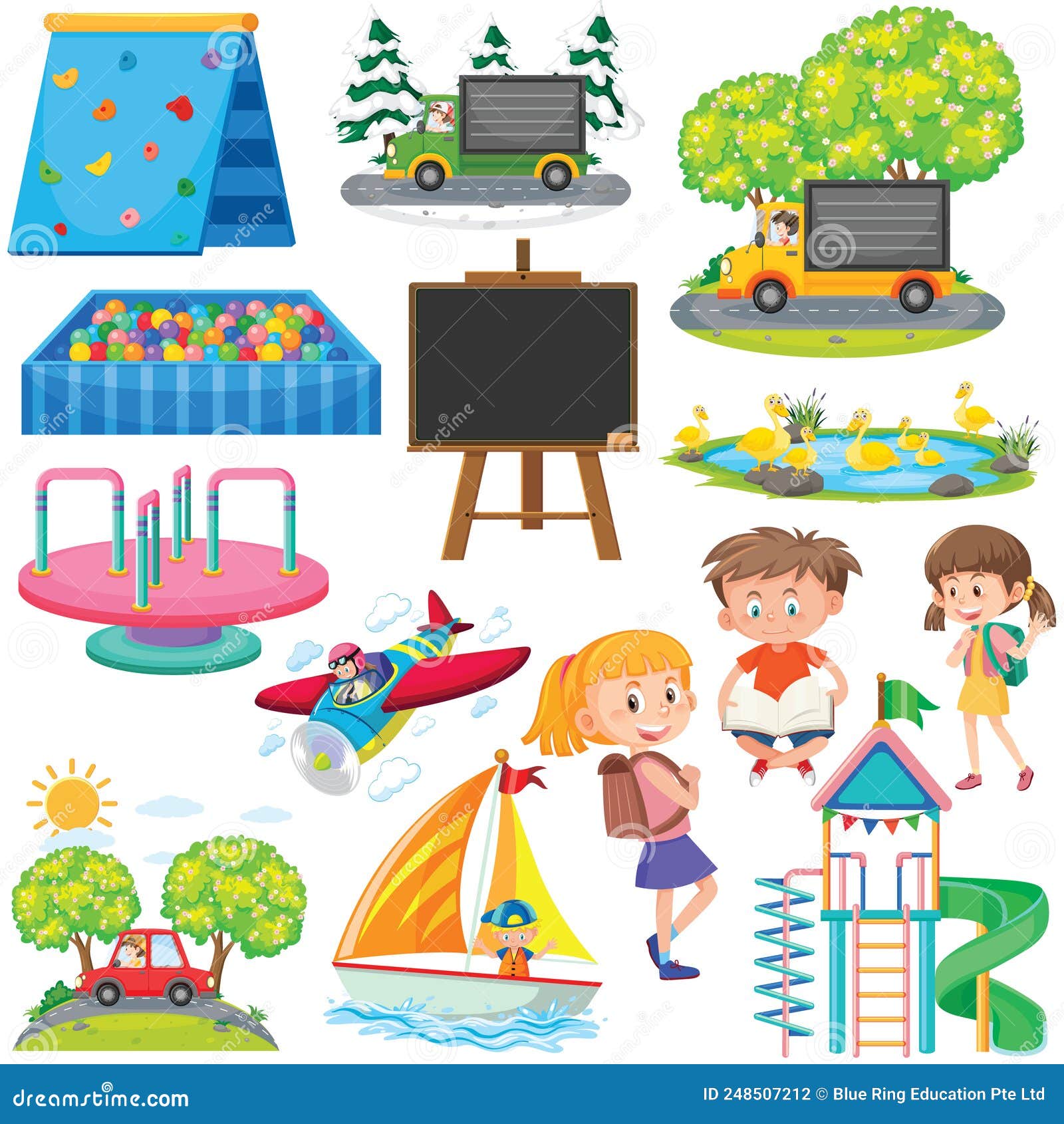 Set of Different Cute Kids and Objects Stock Vector - Illustration of ...