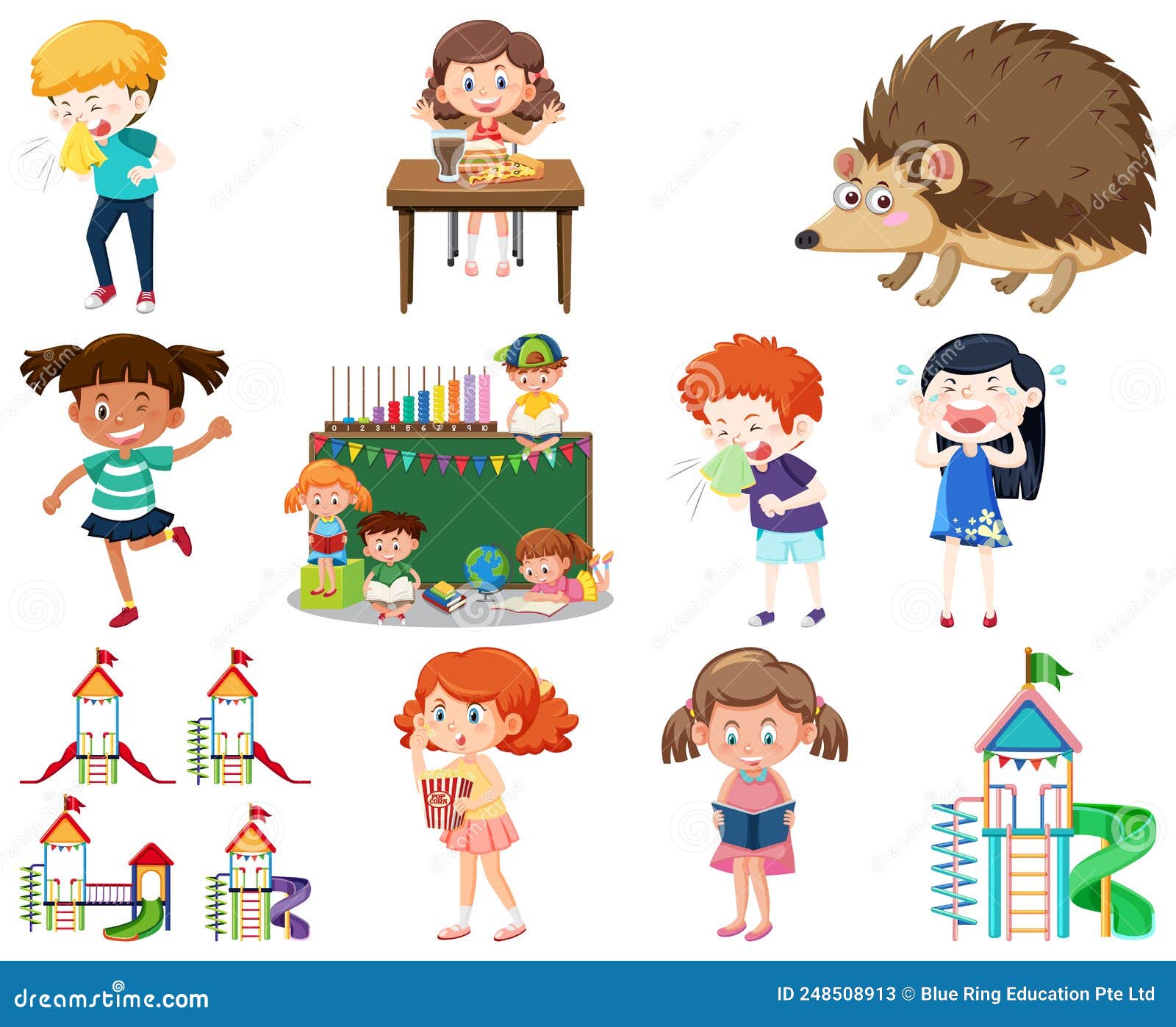 Set of Different Cute Kids and Objects Stock Vector - Illustration of ...