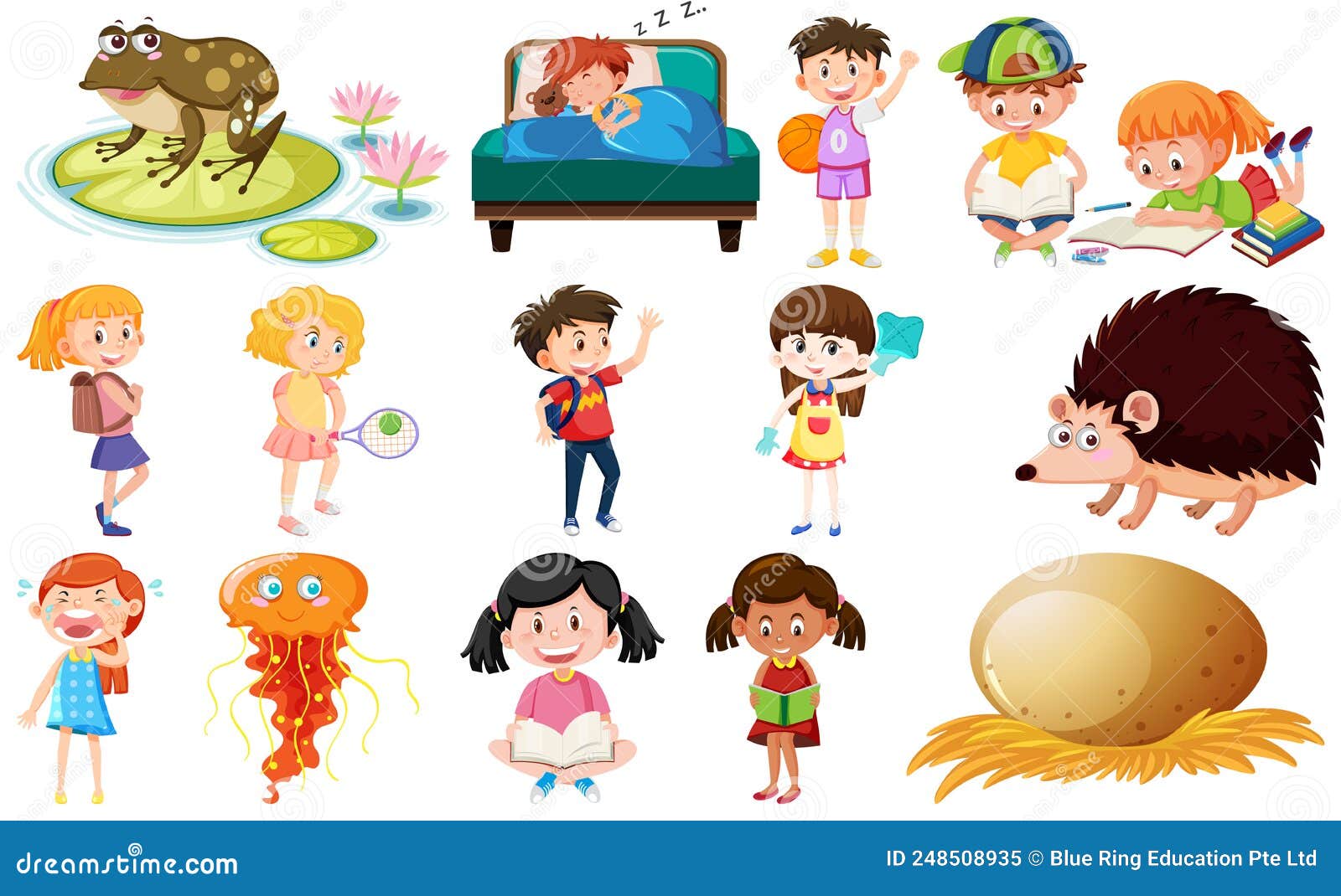 Set of Different Cute Kids and Objects Stock Vector - Illustration of ...