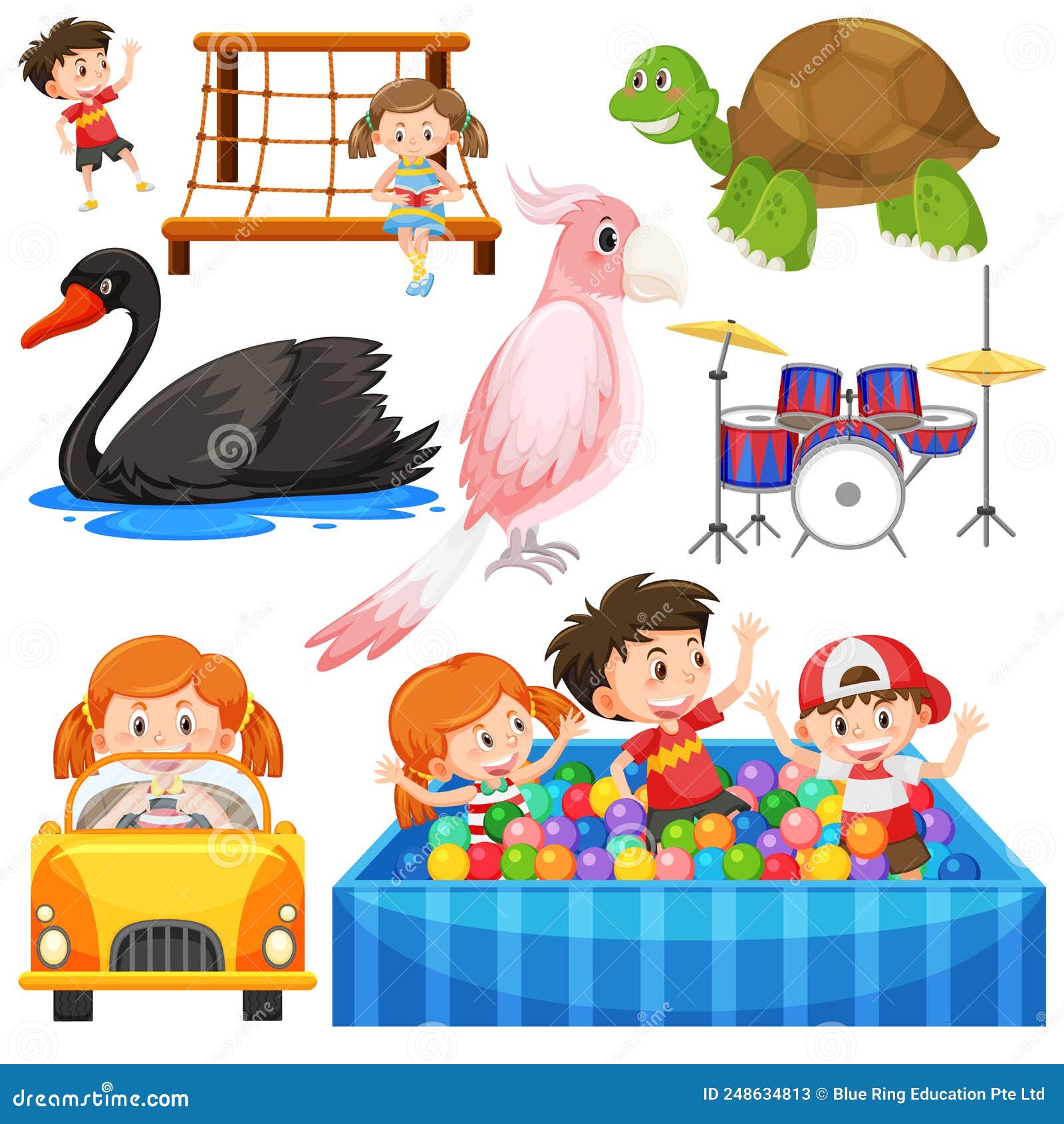 Set of Different Cute Kids and Objects Stock Vector - Illustration of ...