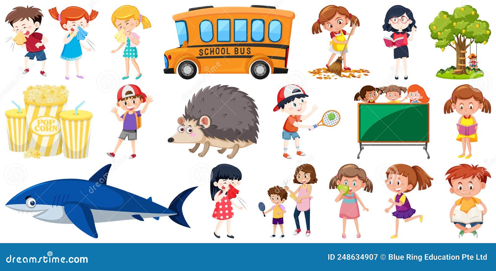 Set of Different Cute Kids and Objects Stock Vector - Illustration of ...