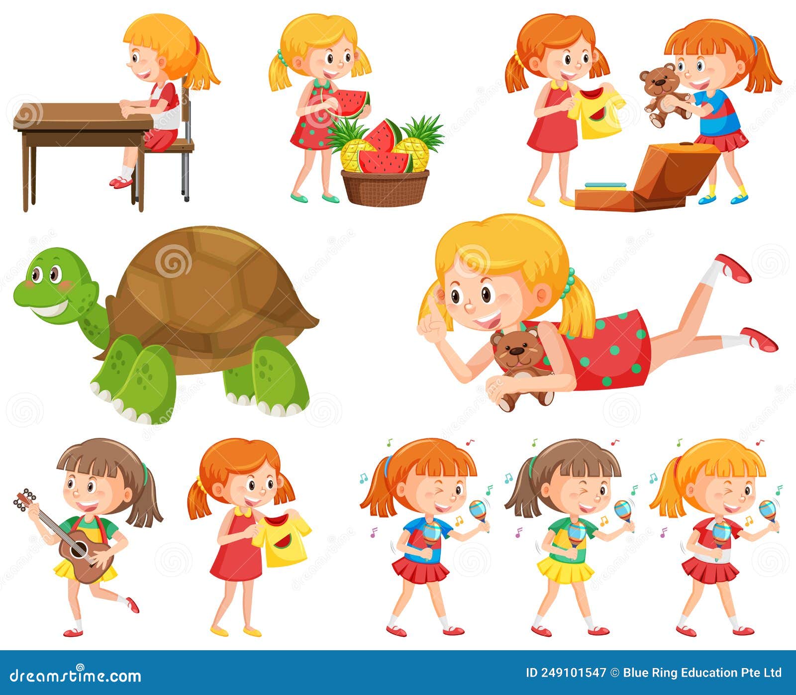Set of Different Cute Kids and Objects Stock Vector - Illustration of ...