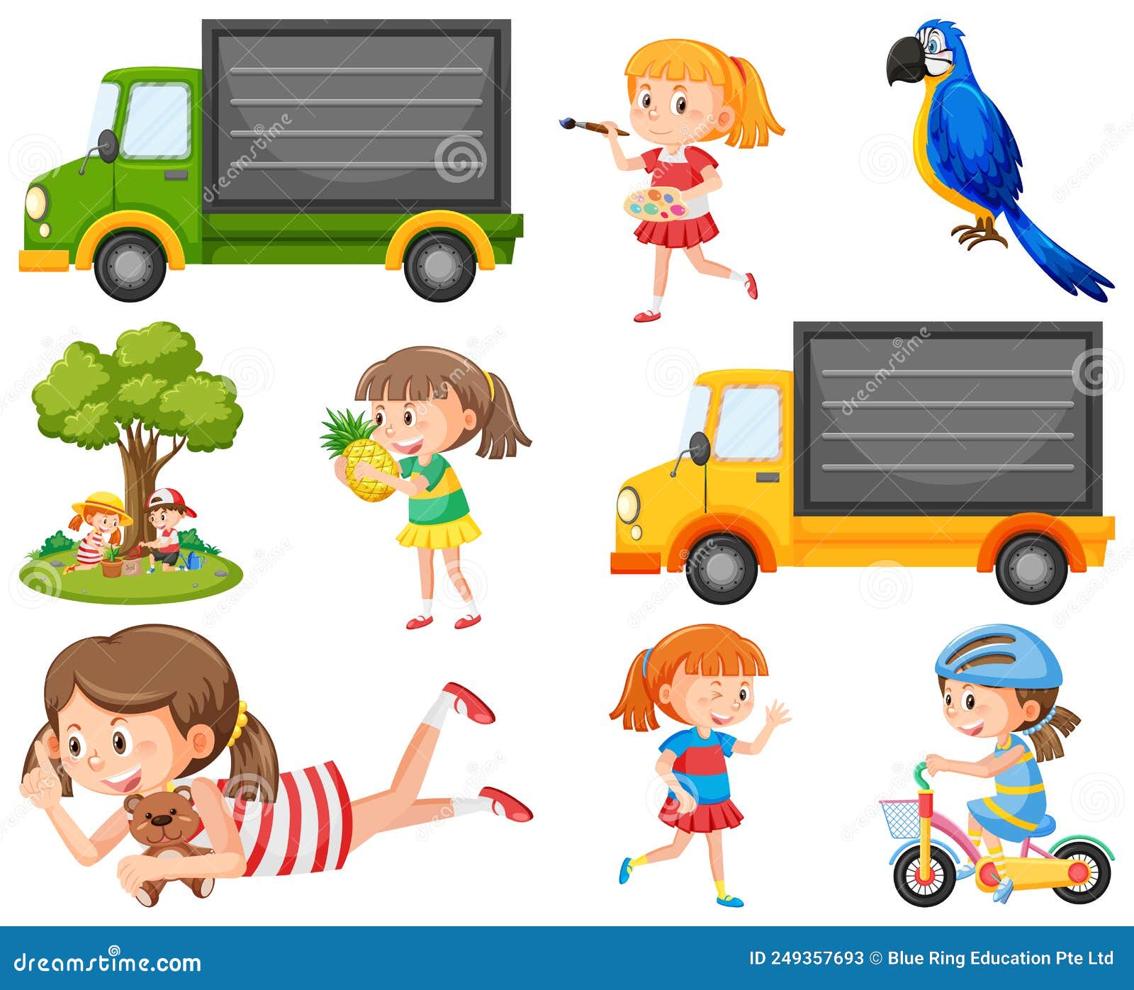 Set of Different Cute Kids and Objects Stock Vector - Illustration of ...