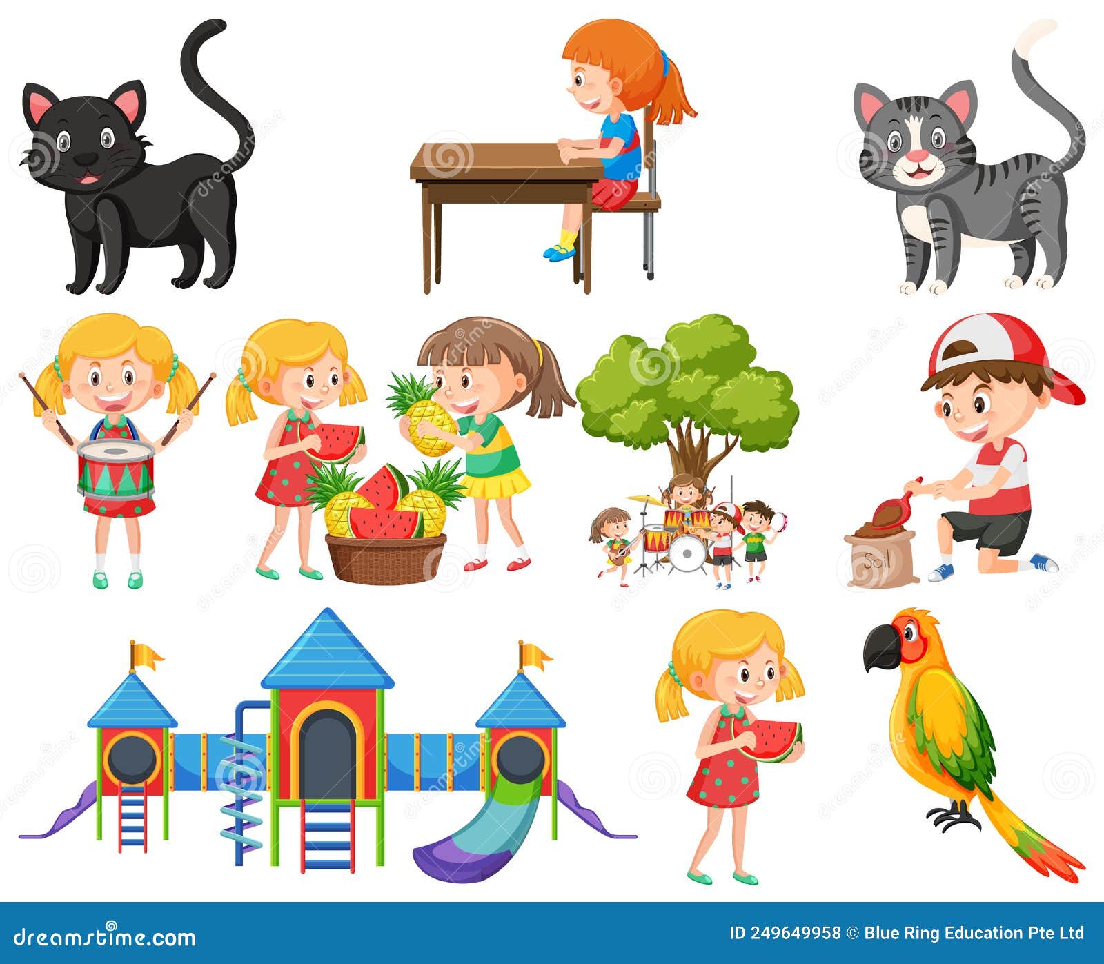 Set of Different Cute Kids and Objects Stock Vector - Illustration of ...