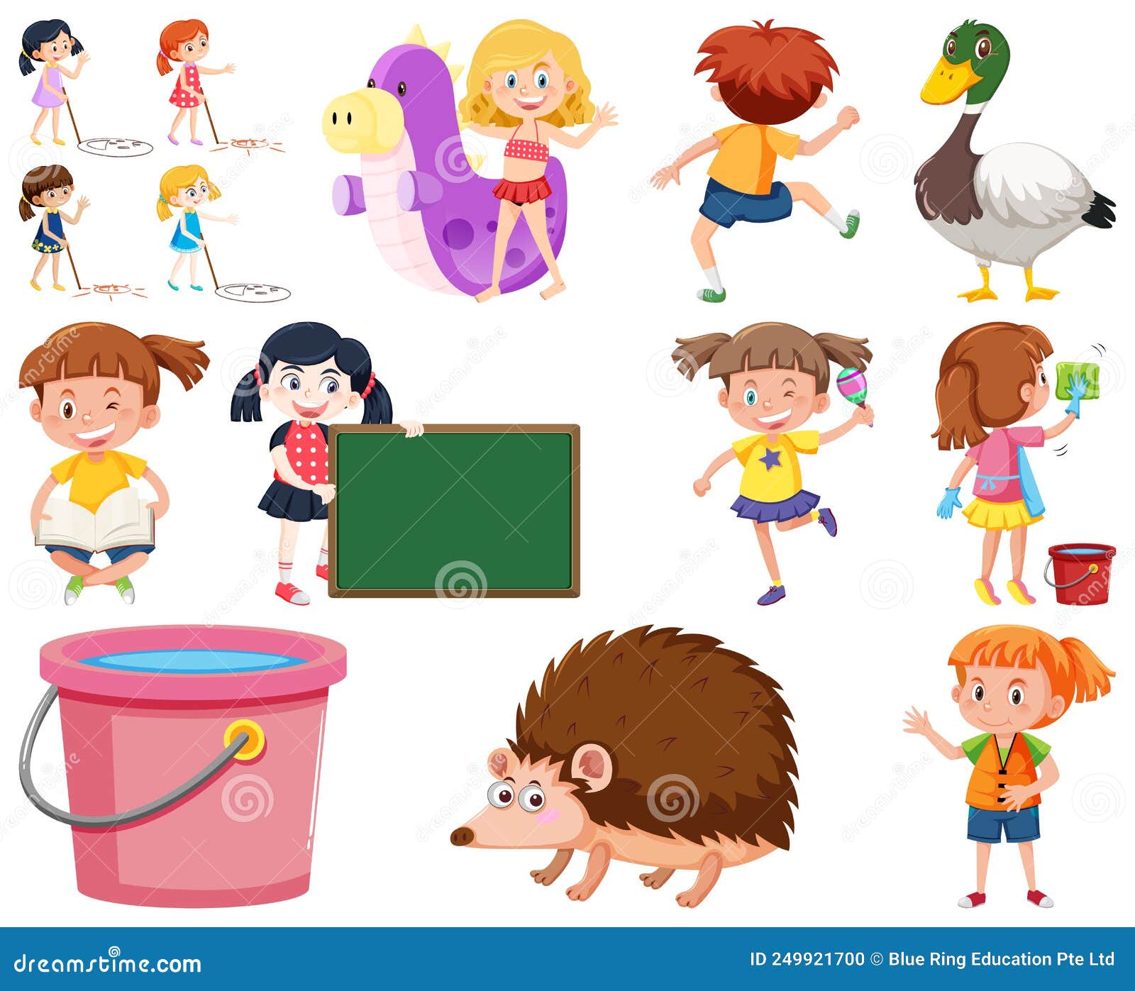 Set of Different Cute Kids and Objects Stock Vector - Illustration of ...