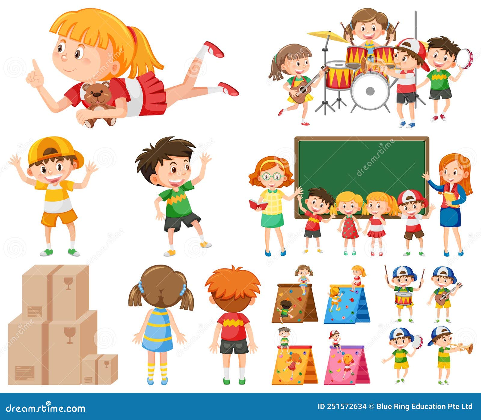 Set of Different Cute Kids and Objects Stock Vector - Illustration of ...