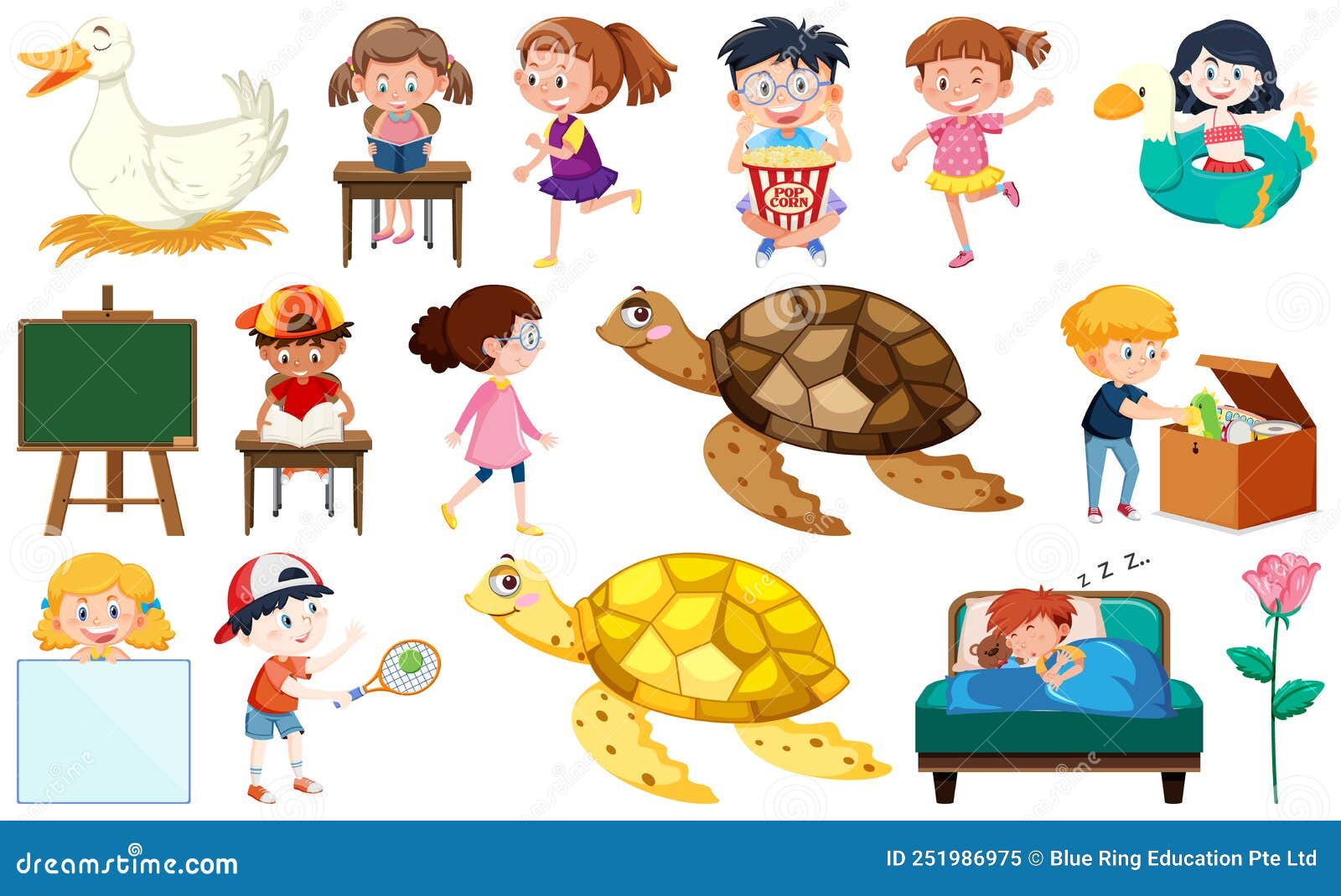 Set of Different Cute Kids and Objects Stock Vector - Illustration of ...