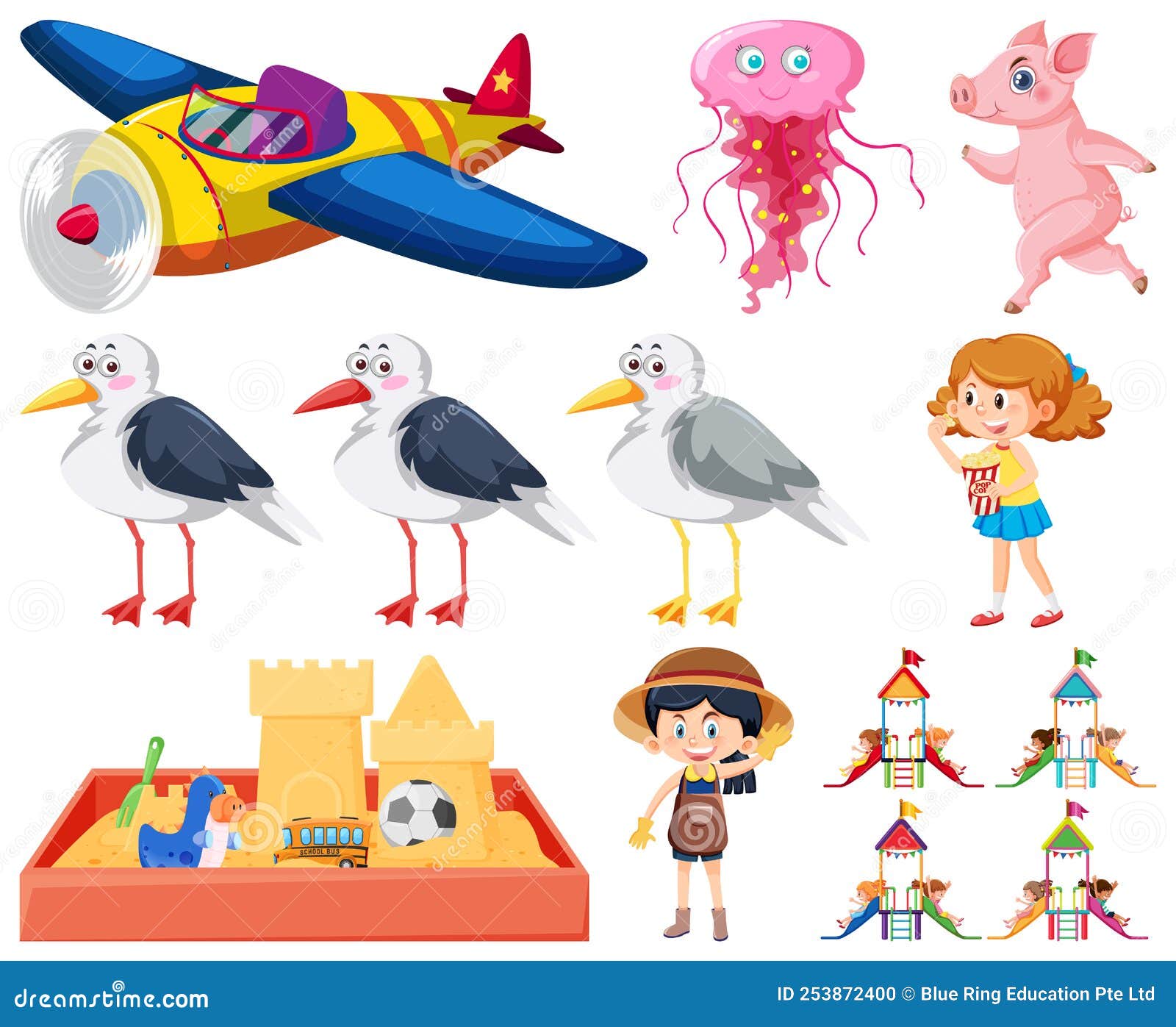 Set of Different Cute Kids and Objects Stock Vector - Illustration of ...