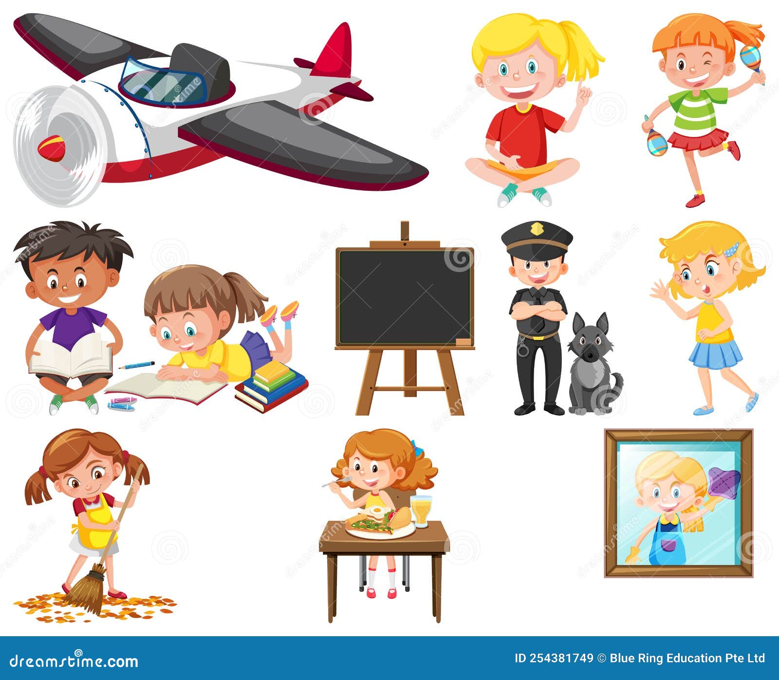 Set of Different Cute Kids and Objects Stock Vector - Illustration of ...