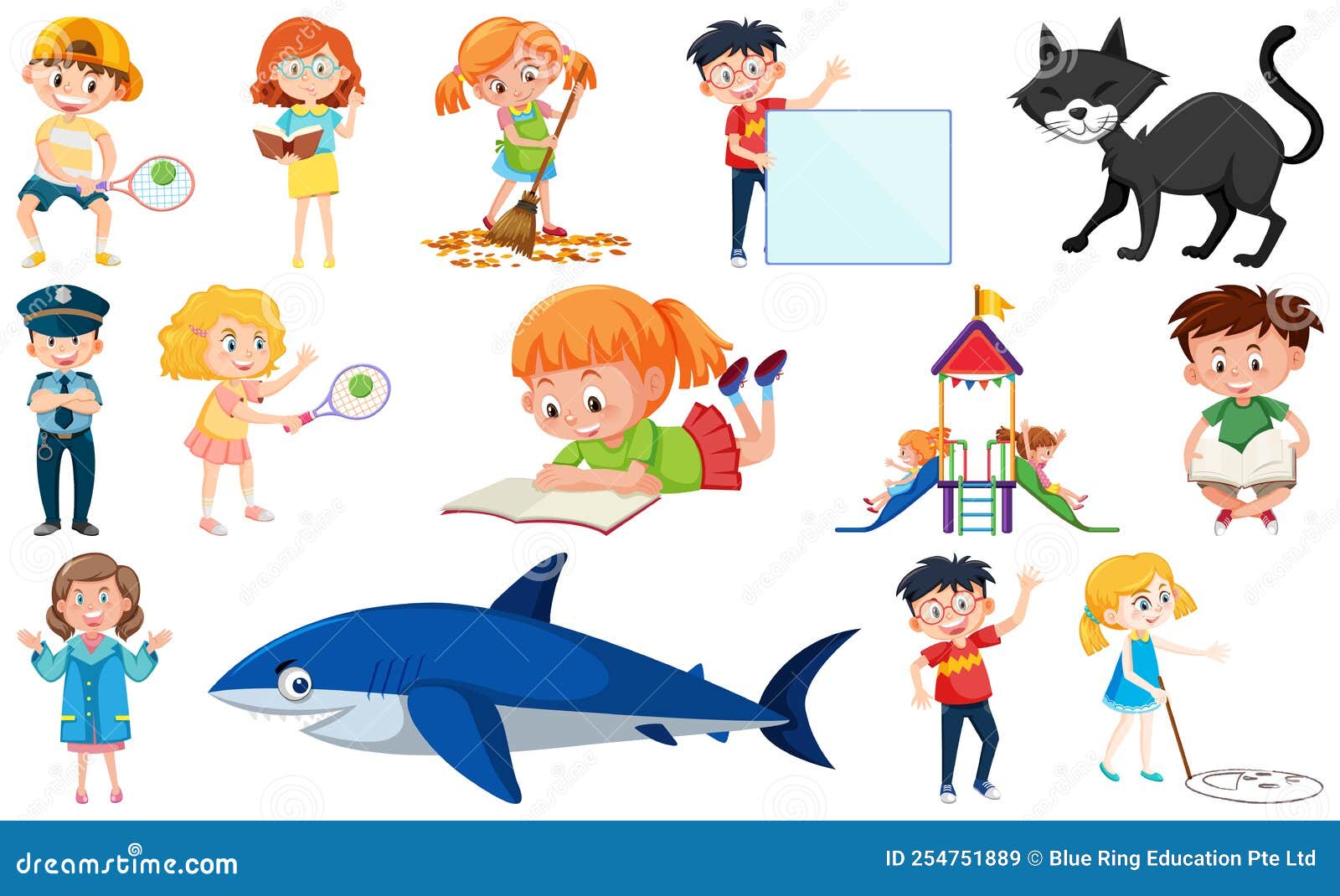 Set of Different Cute Kids and Objects Stock Vector - Illustration of ...