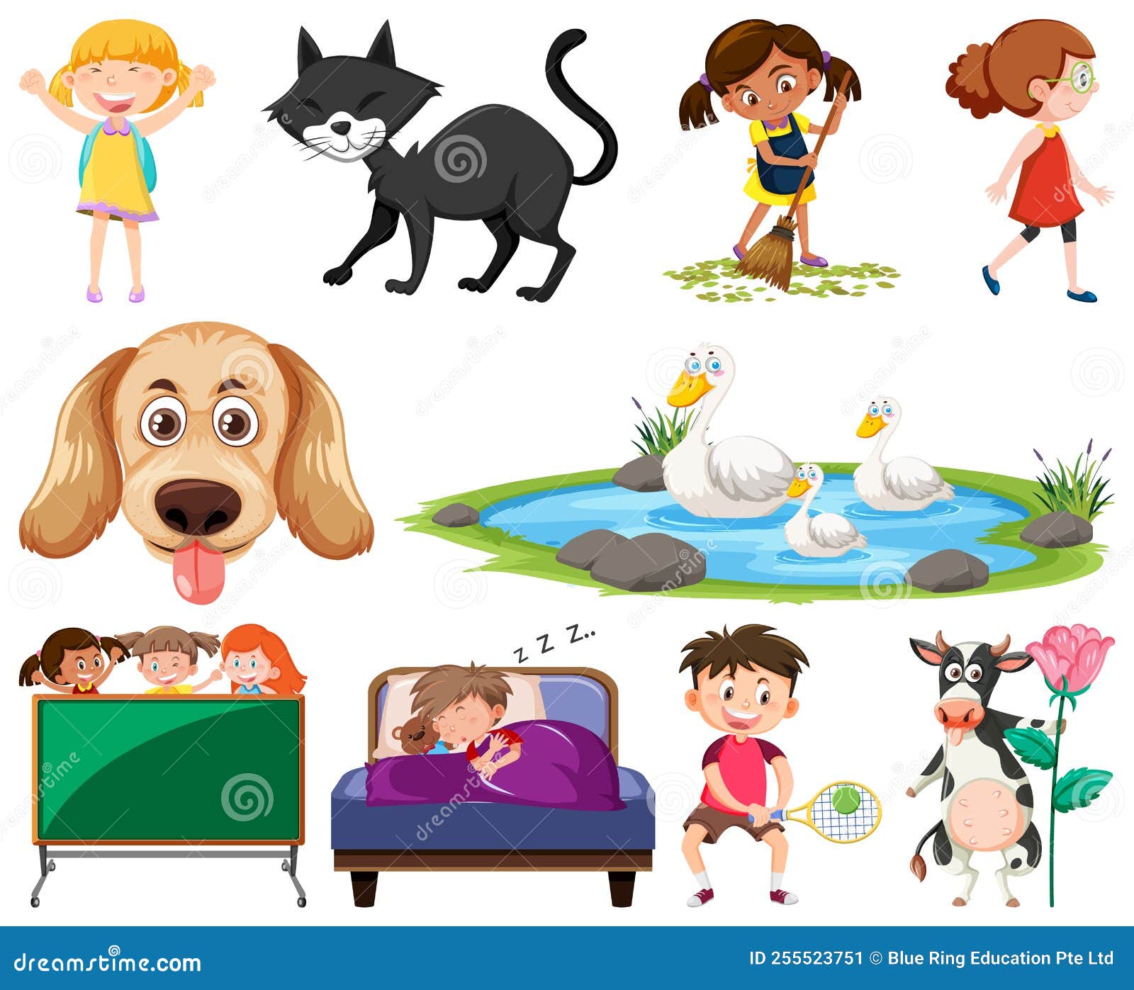 Set of Different Cute Kids and Objects Stock Vector - Illustration of ...