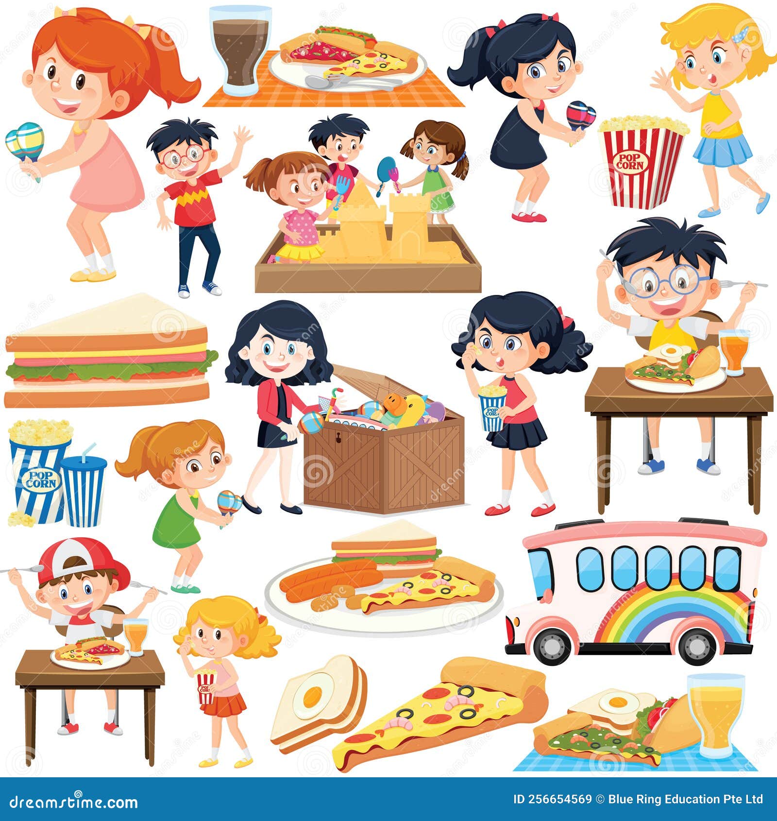 Set of Different Cute Kids and Objects Stock Vector - Illustration of ...