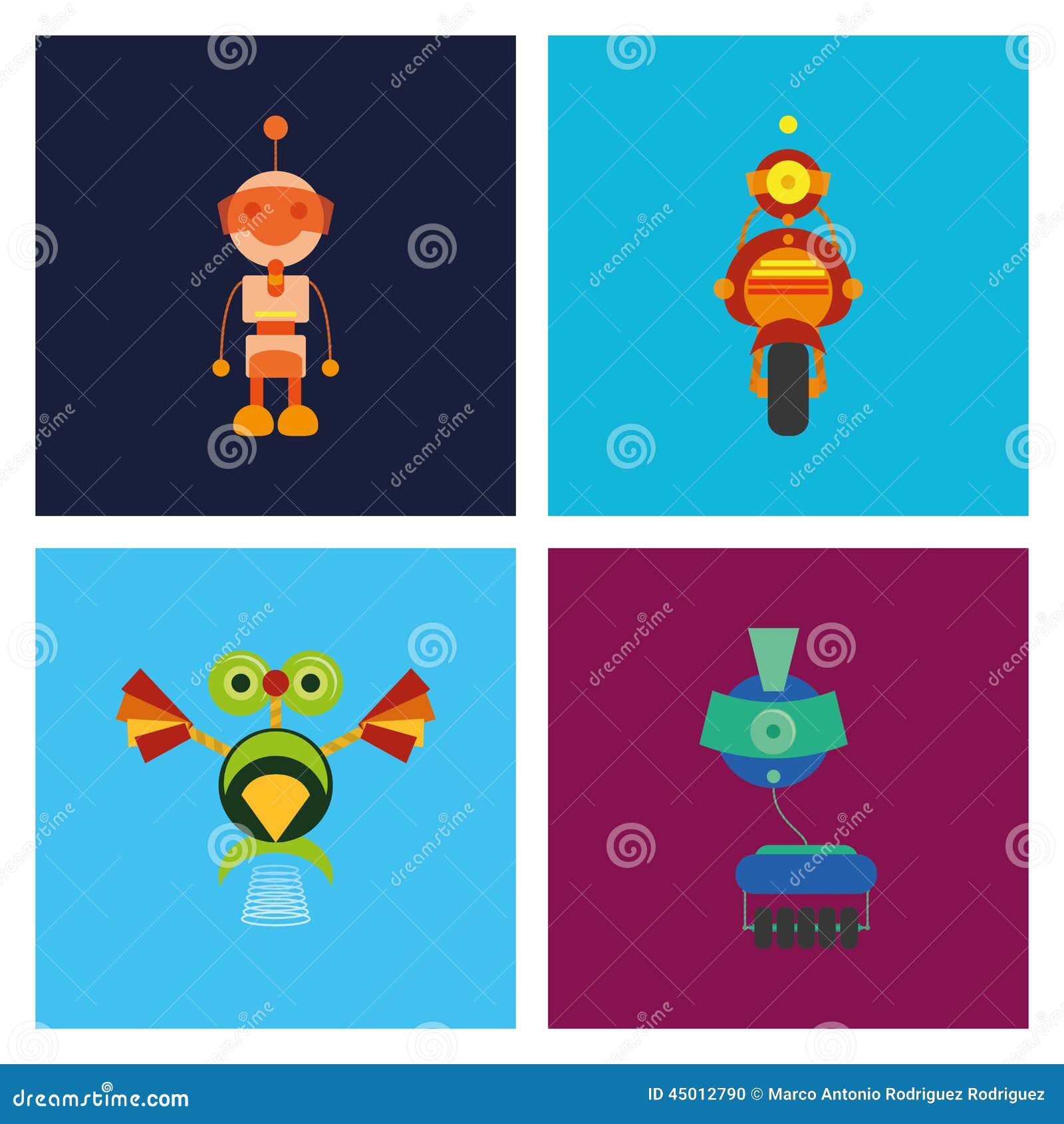 Set of Different Cute Robots Isolated Stock Illustration - Illustration ...