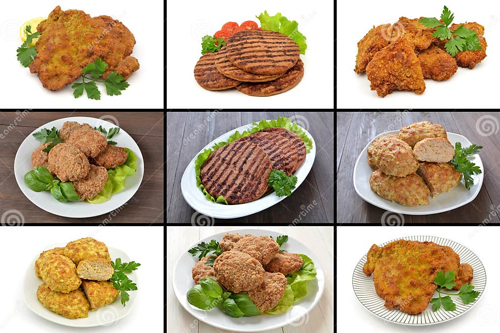 Set of different cutlets stock image. Image of fillet - 305037021