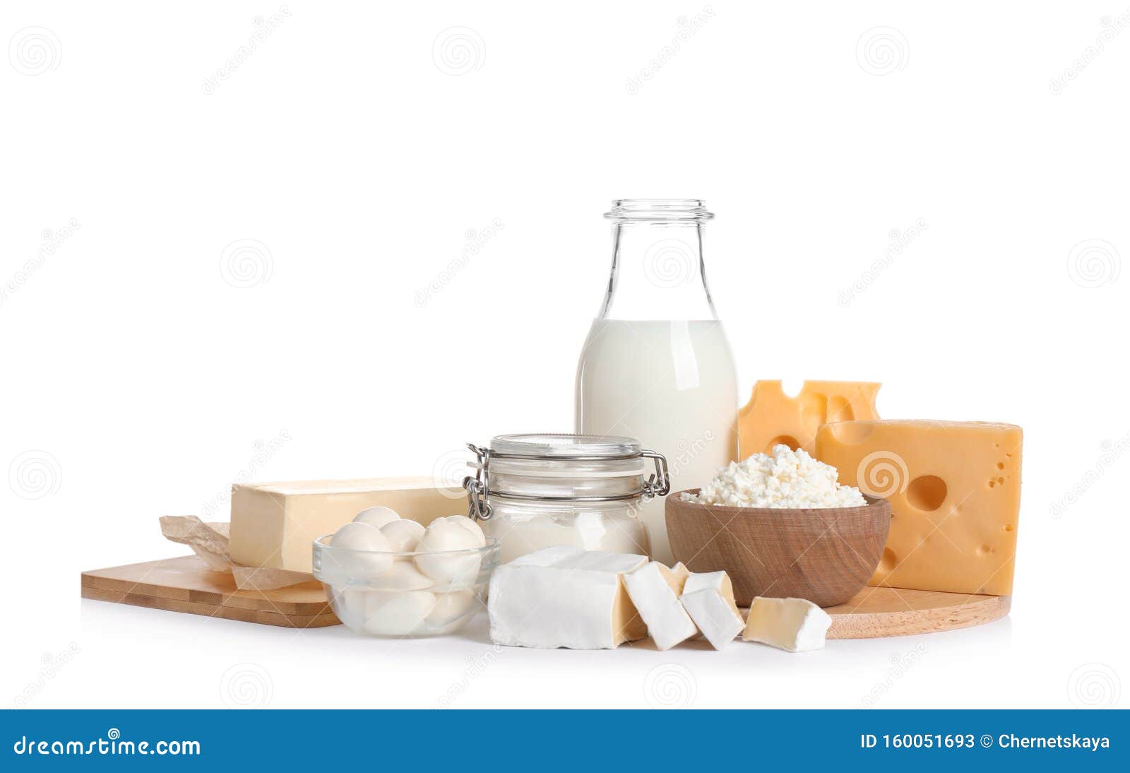 Set of Different Dairy Products on White Stock Image - Image of cooking ...