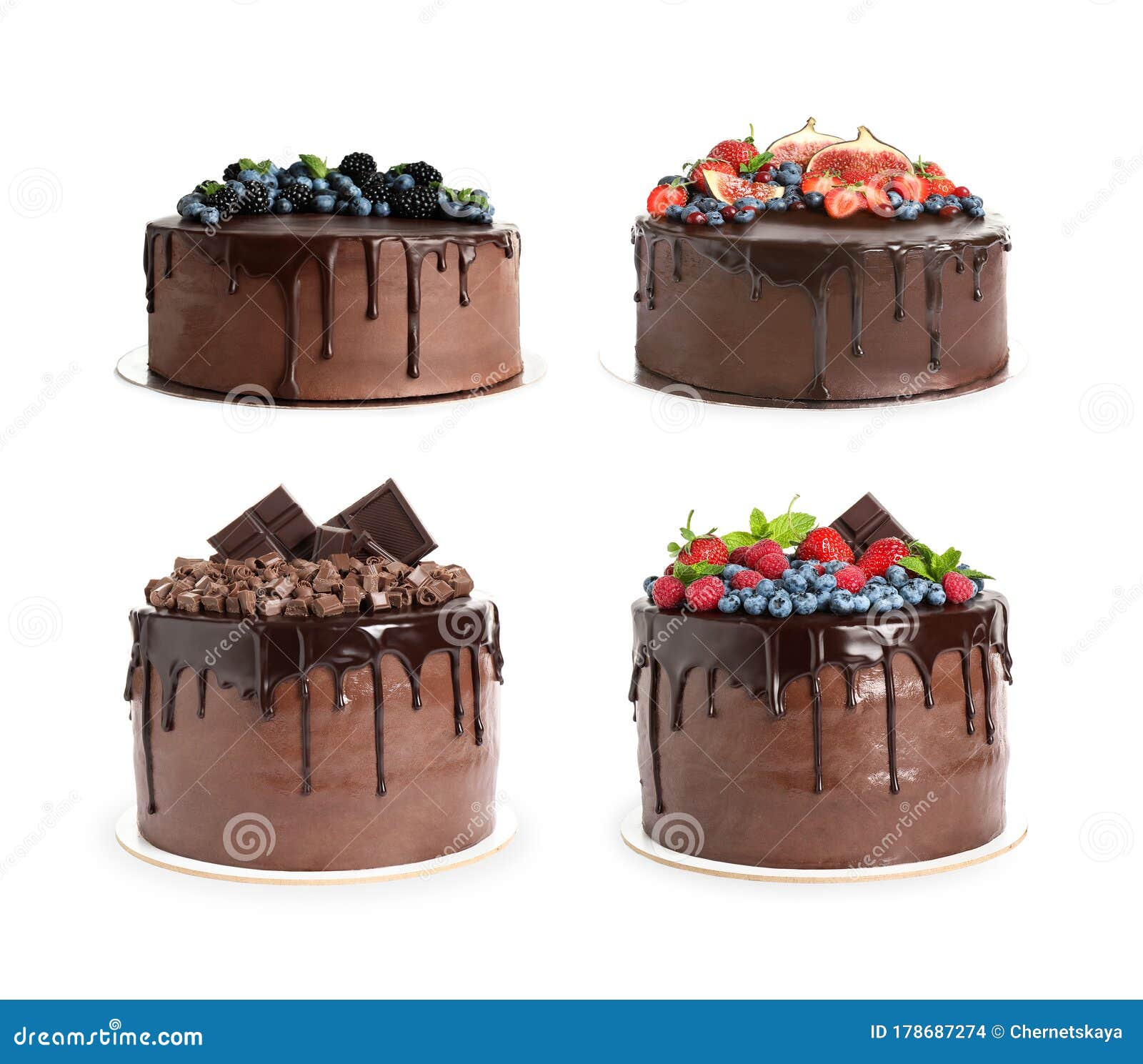 Set of Different Delicious Cakes Isolated Stock Photo - Image of ...