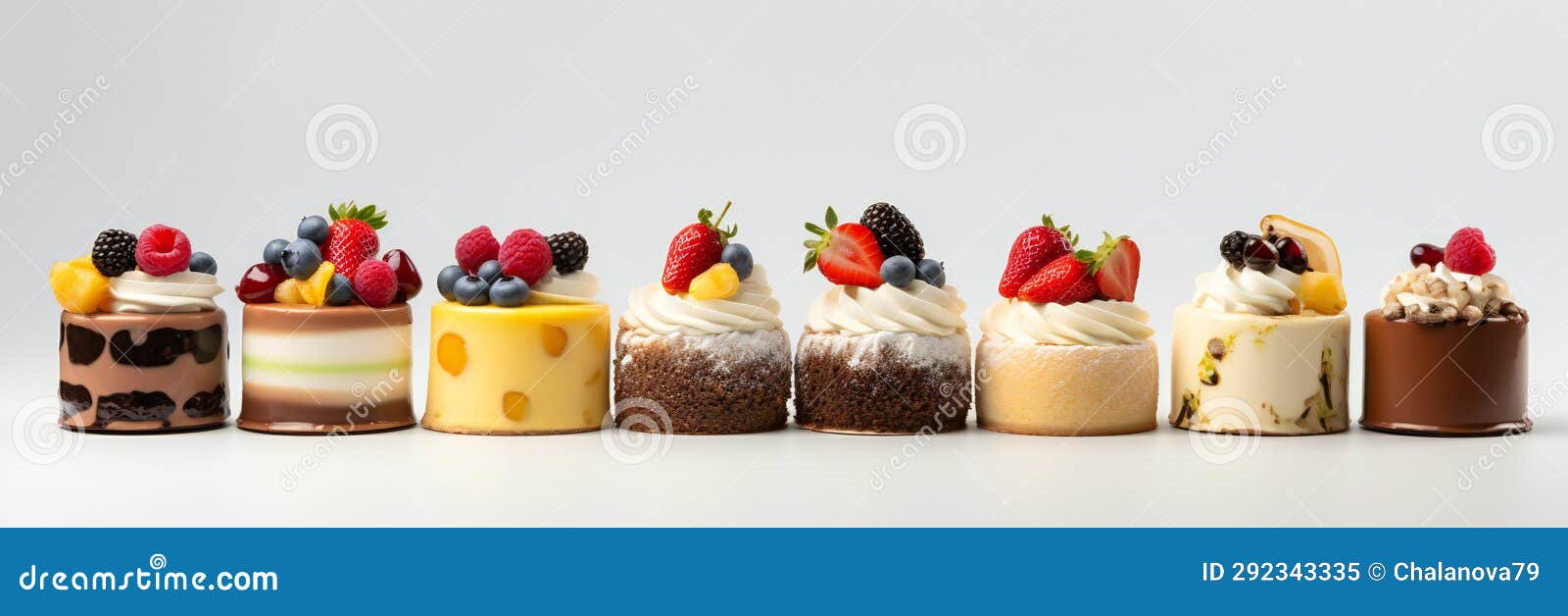 Set of Different Delicious Mini Cakes Isolated on White Background ...