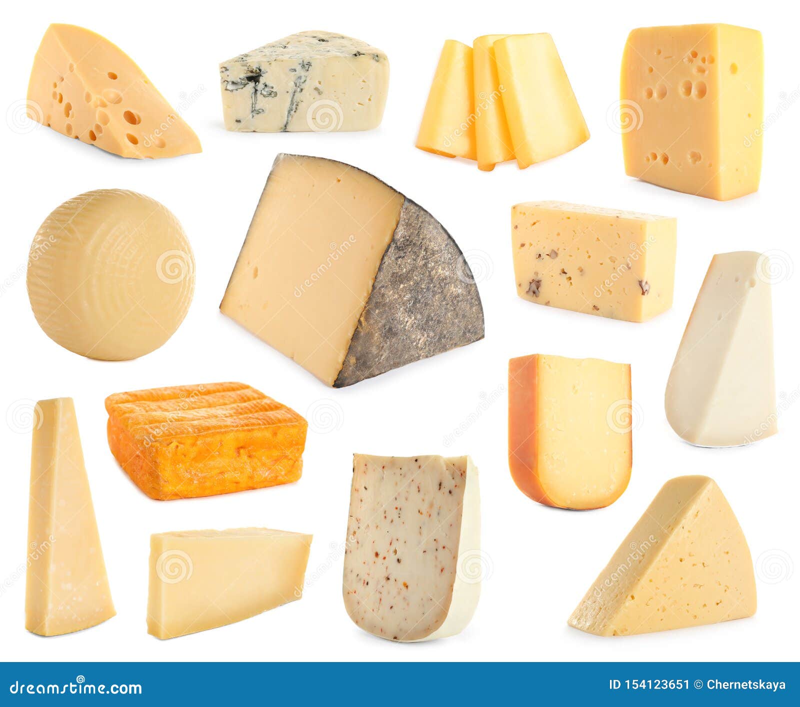 Set of Different Delicious Cheeses on White Stock Image - Image of ...
