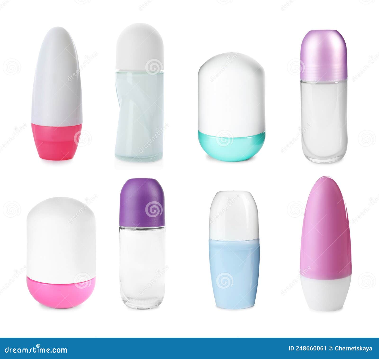 Set of Different Deodorants on White Background Stock Image - Image of ...