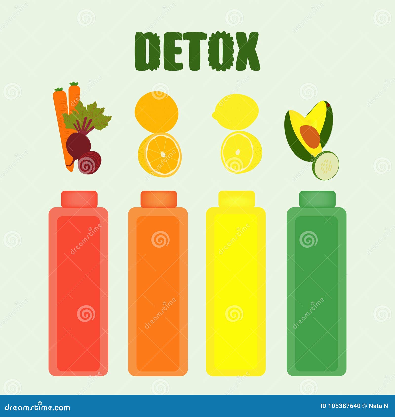 Set of Different Detox Fruits Stock Vector - Illustration of design ...