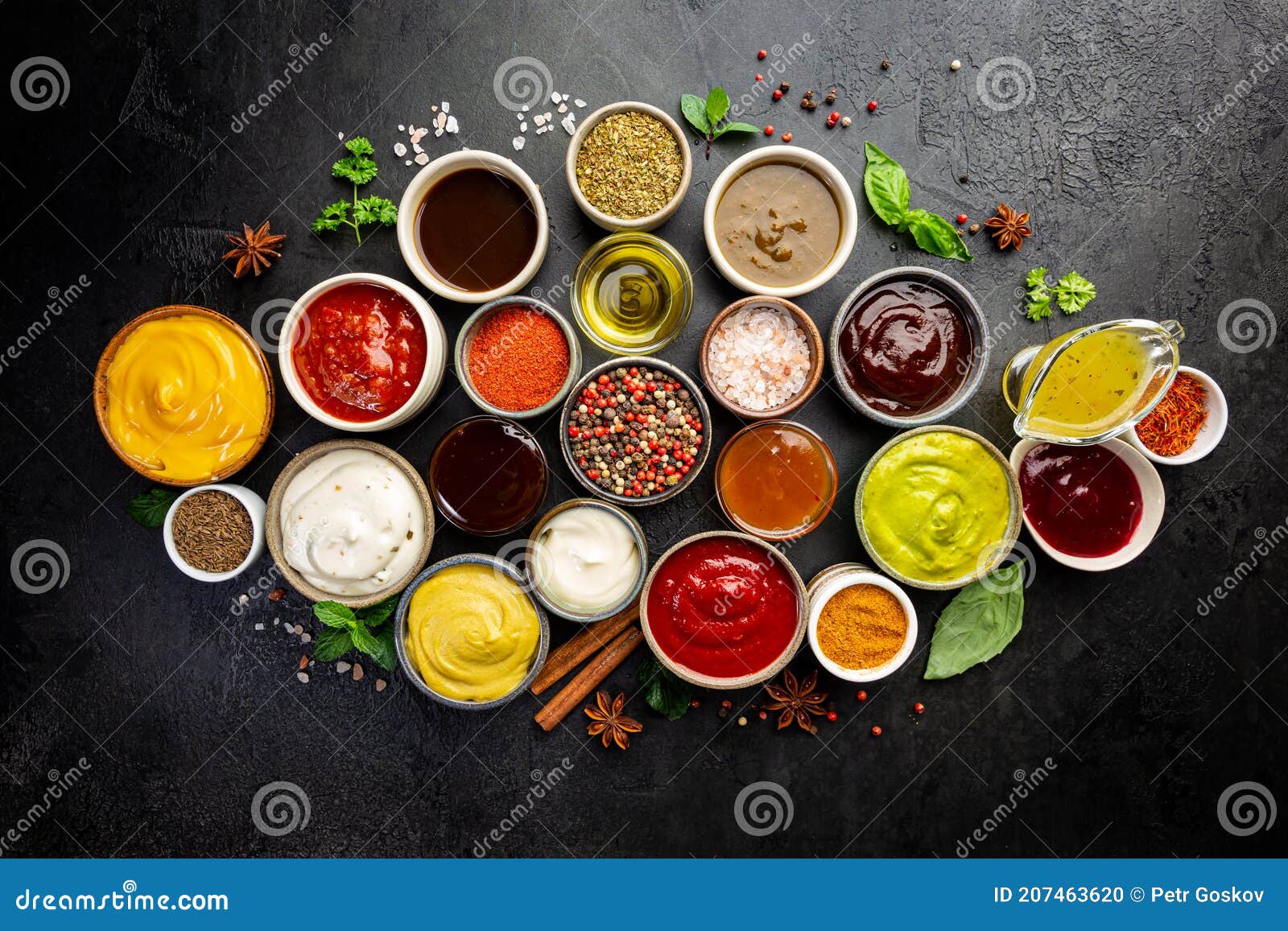 Set of Different Dip Sauces Stock Photo - Image of yellow, homemade ...
