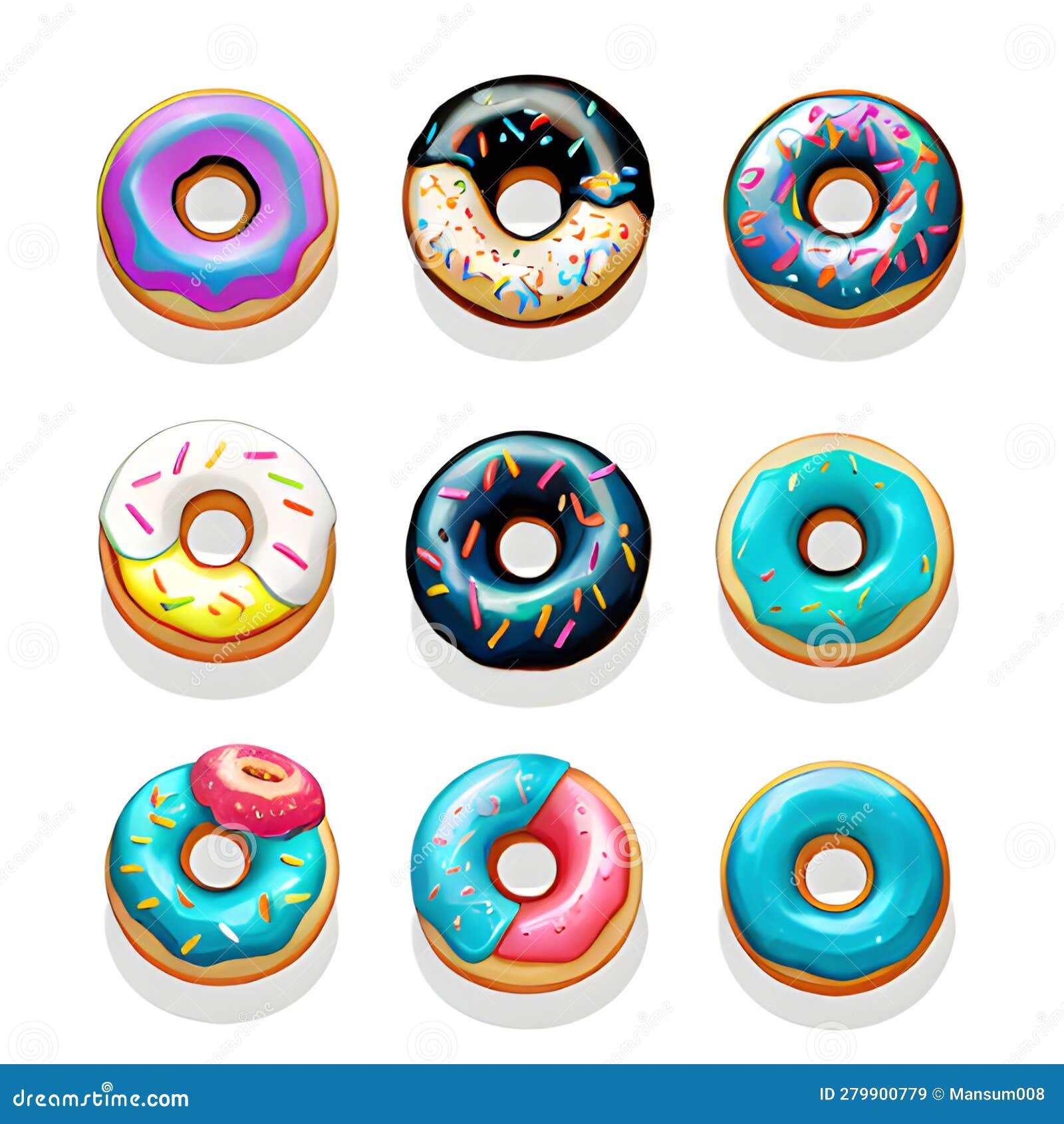 Set of Different Donuts. Colorful Donuts, AI Generated Stock ...