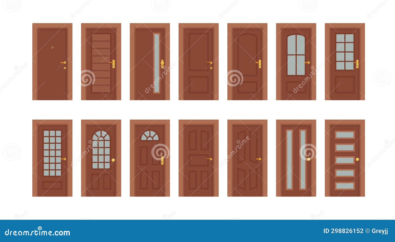 Set of Different Doors in Flat Design Style Stock Illustration ...