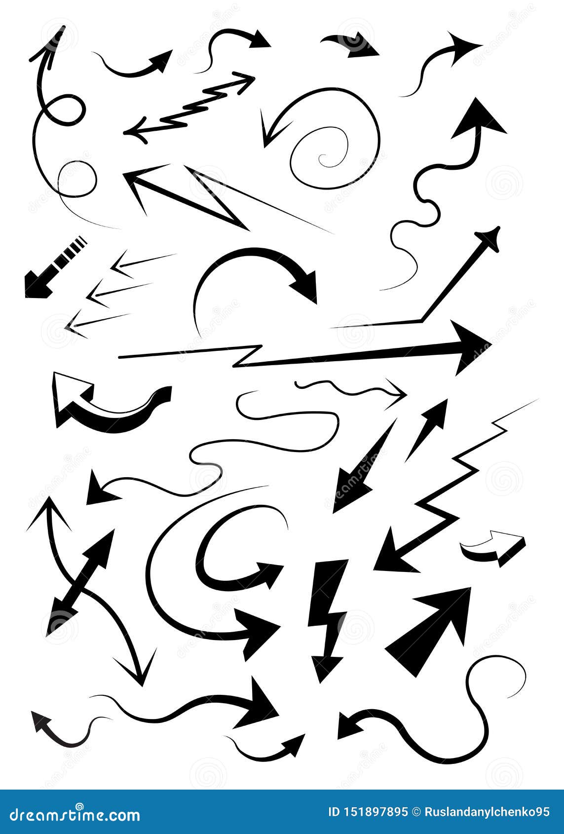 A Set of Different Drawn Arrows. Super Vector Graphic Design Stock ...