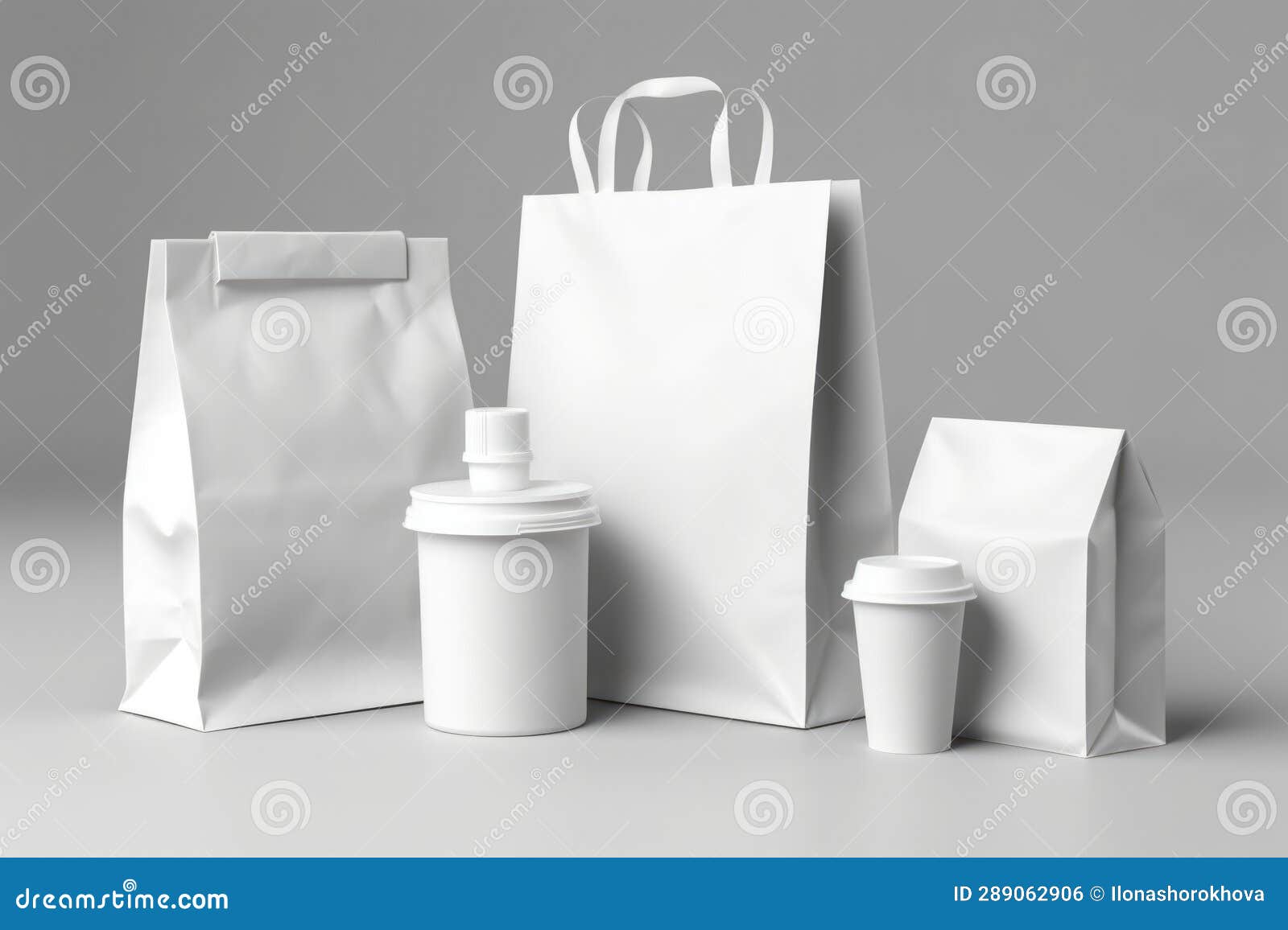 Set of Different Eco-friendly Tableware White Paper Food Packaging on ...