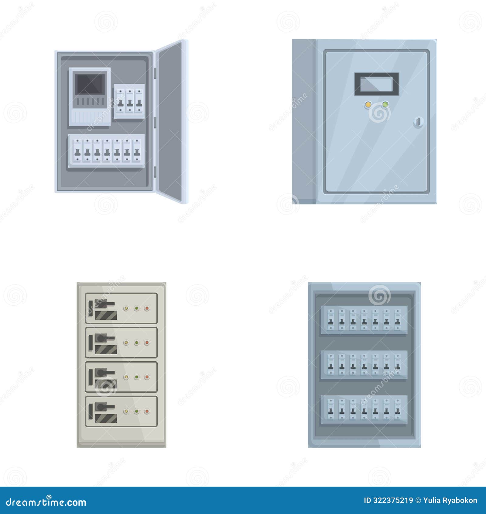 Various Types of Electrical Panels and Circuit Breakers Stock Vector ...