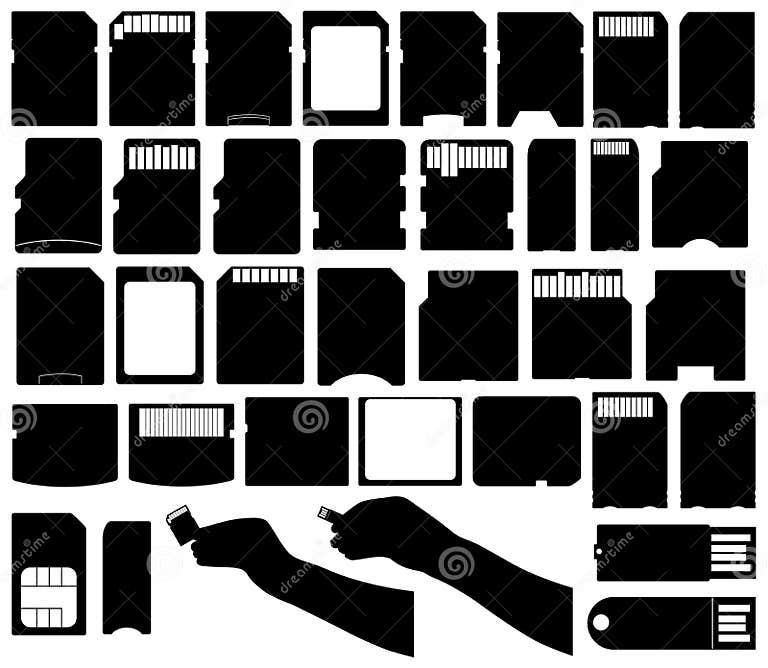 Set of Different Electronic Storage Devices Stock Vector - Illustration ...