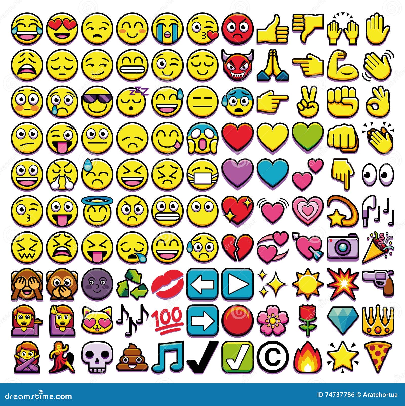 Set of Different 110 Emojis Isolated on White Background Stock ...