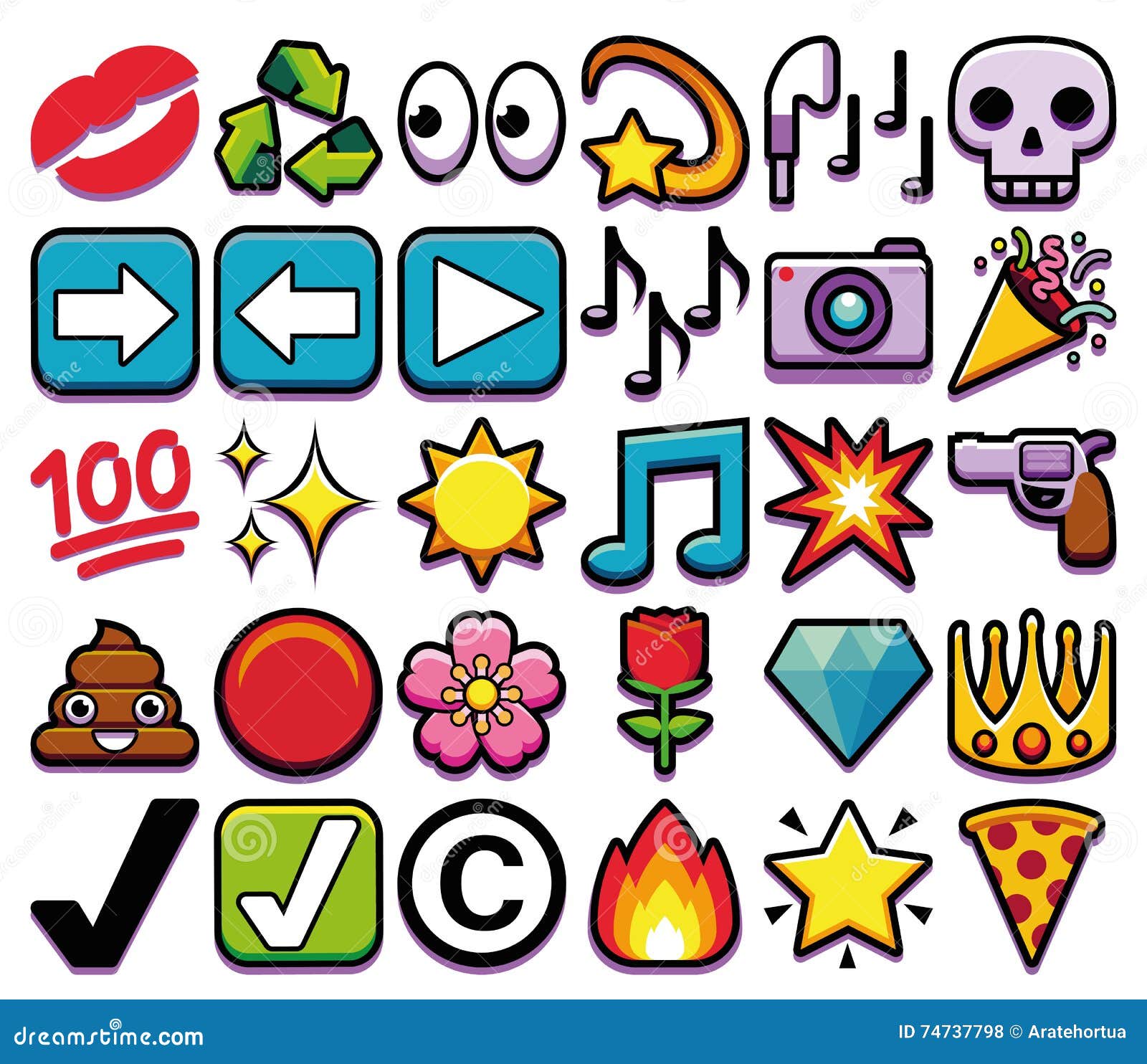 Set of Different Emojis Isolated on White Background Stock Illustration ...