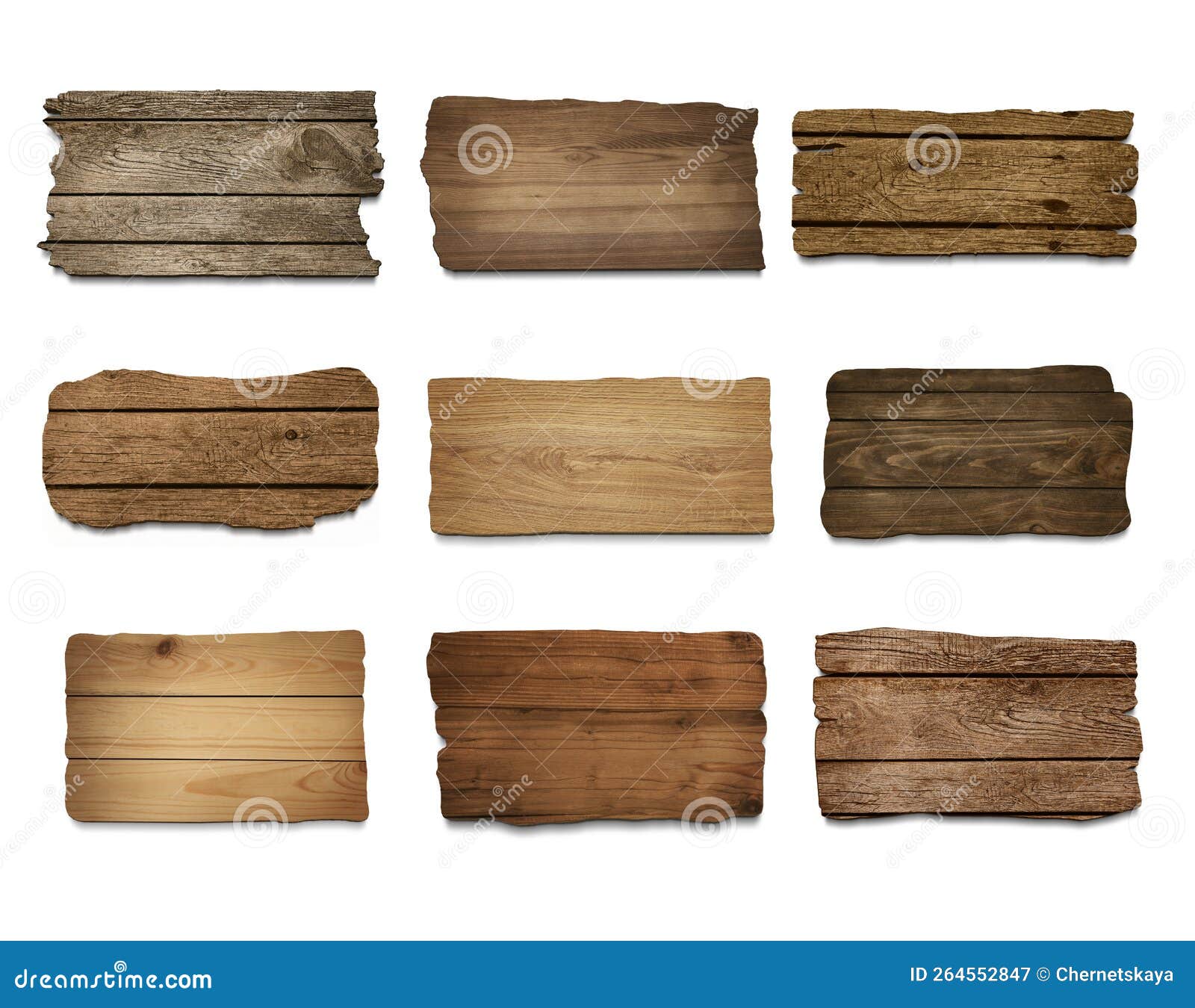 Set with Different Empty Wooden Boards on White Background. Mockup for ...