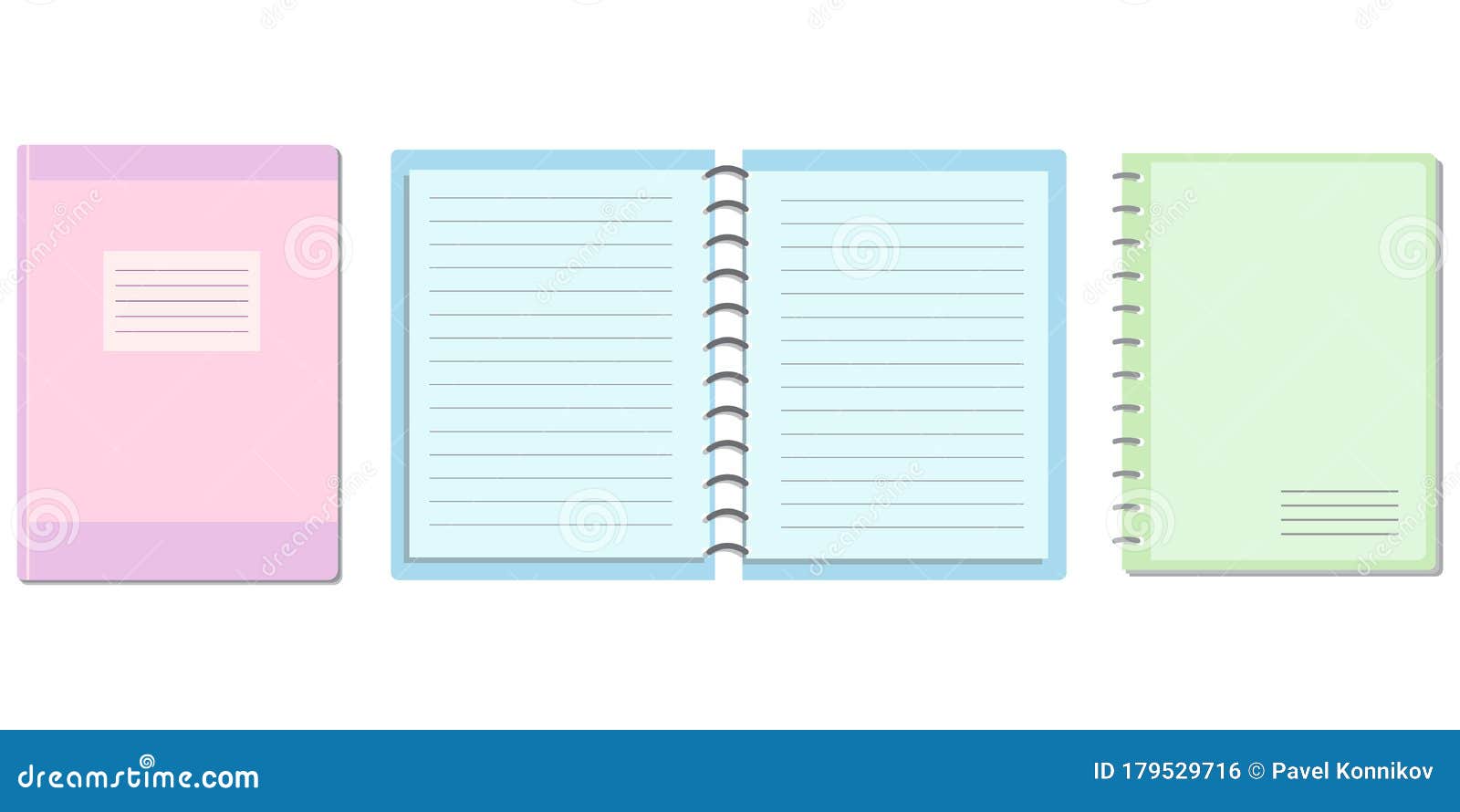 Set of Different Exercise Books. Stock Vector - Illustration of list ...