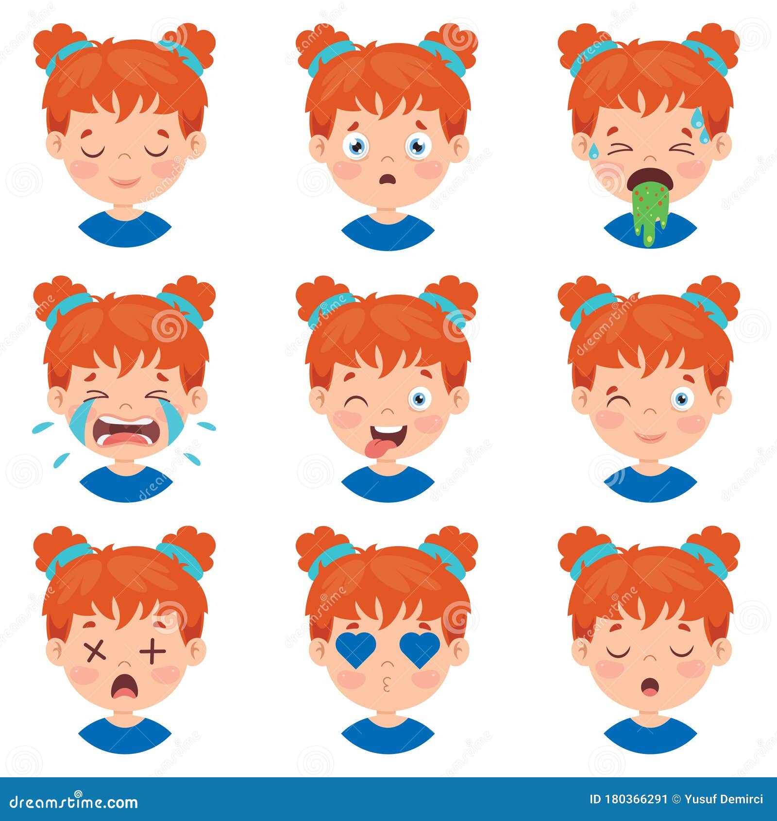 Set of Different Expressions of Kids Stock Vector - Illustration of ...