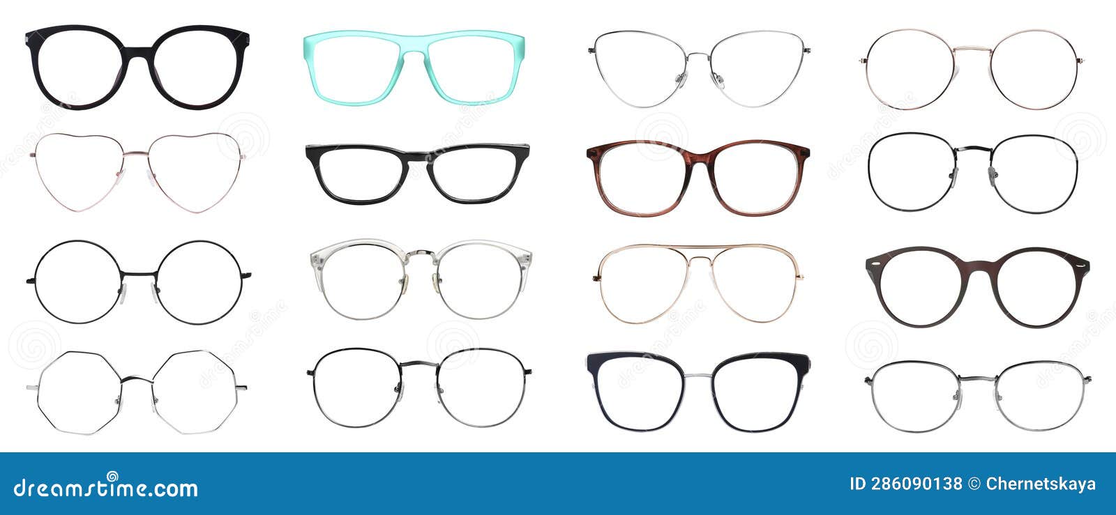 Set with Different Eyeglasses Isolated on White Stock Photo - Image of ...