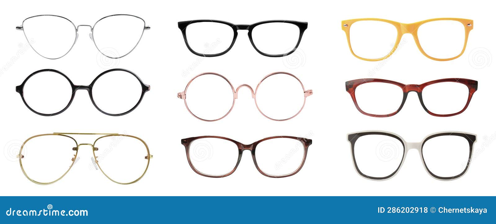 Set with Different Eyeglasses Isolated on White Stock Photo - Image of ...