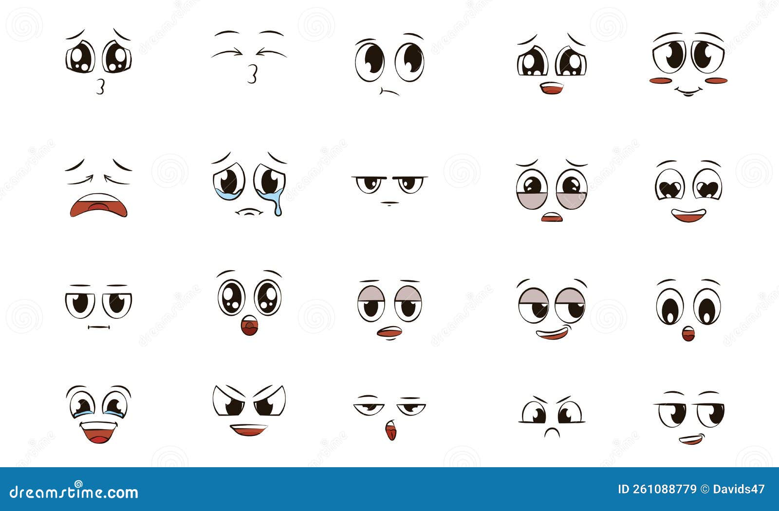Set of Different Face Expression Avatars Vector Stock Vector ...