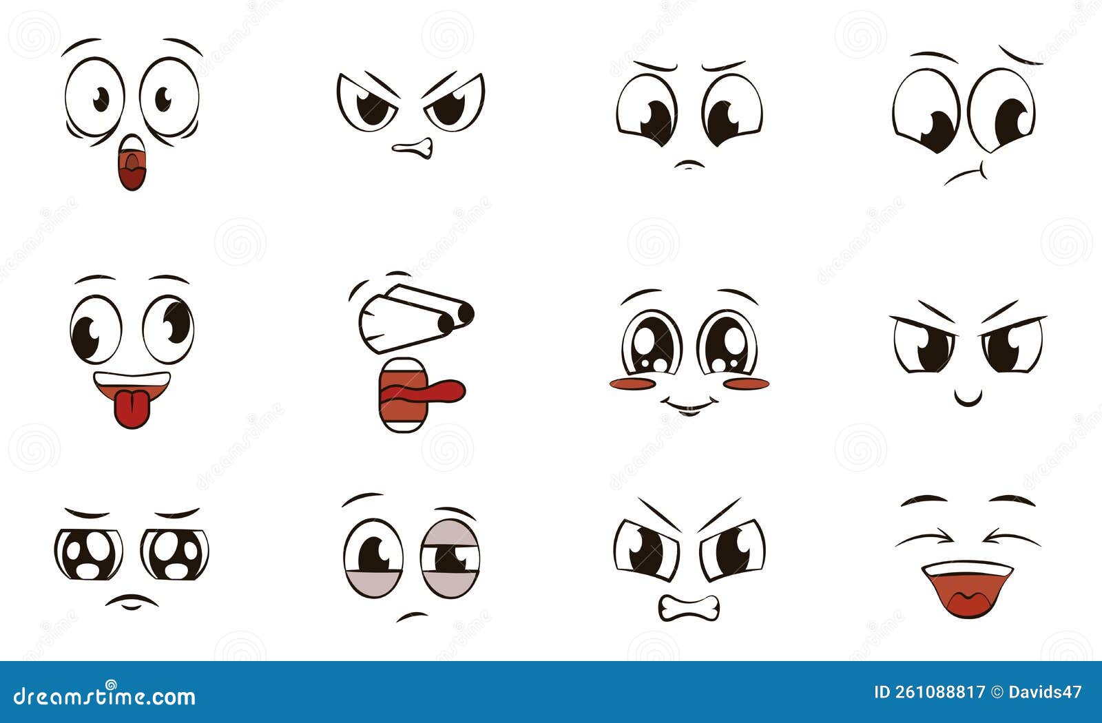 Set of Different Face Expression Avatars Vector Stock Vector ...