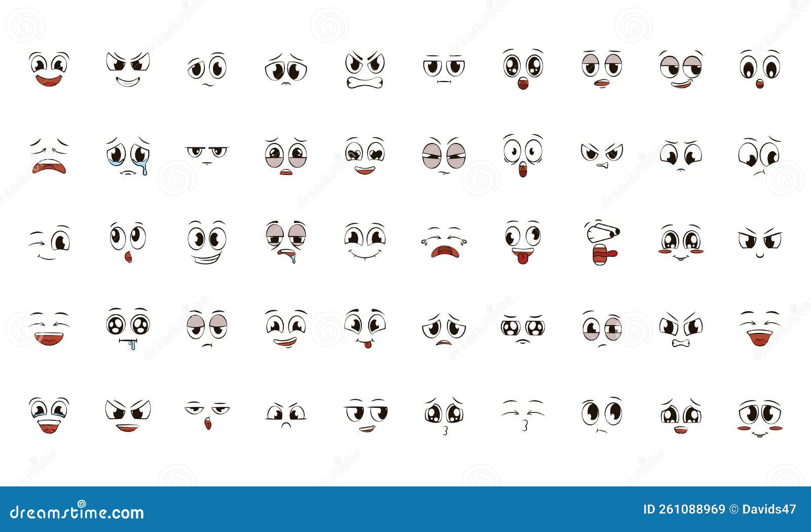 Set of Different Face Expression Avatars Vector Stock Vector ...
