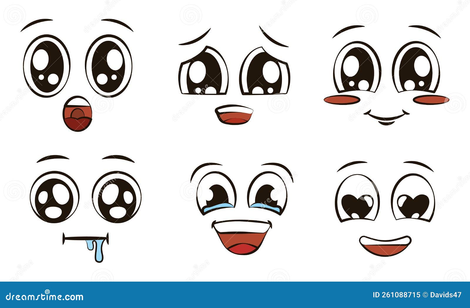 Set of Different Face Expression Avatars Vector Stock Vector ...