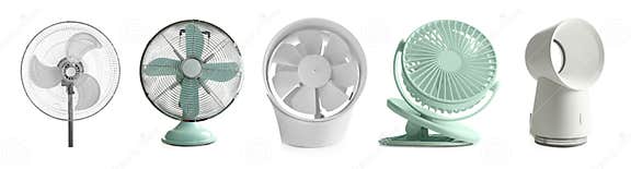 Set of Different Fans on White Background, Banner Design Stock Photo ...