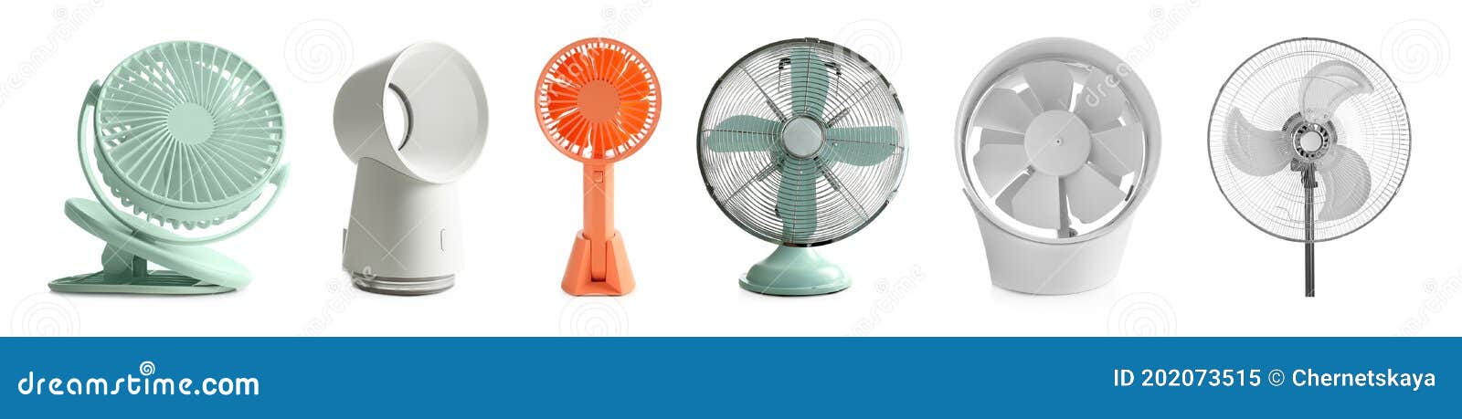 Set of Different Fans on White Background, Banner Design Stock Image ...