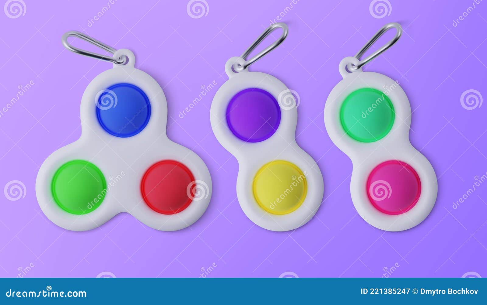 Set of Different Fidget Toy Simple Dimple. Realistic Vector 3D ...