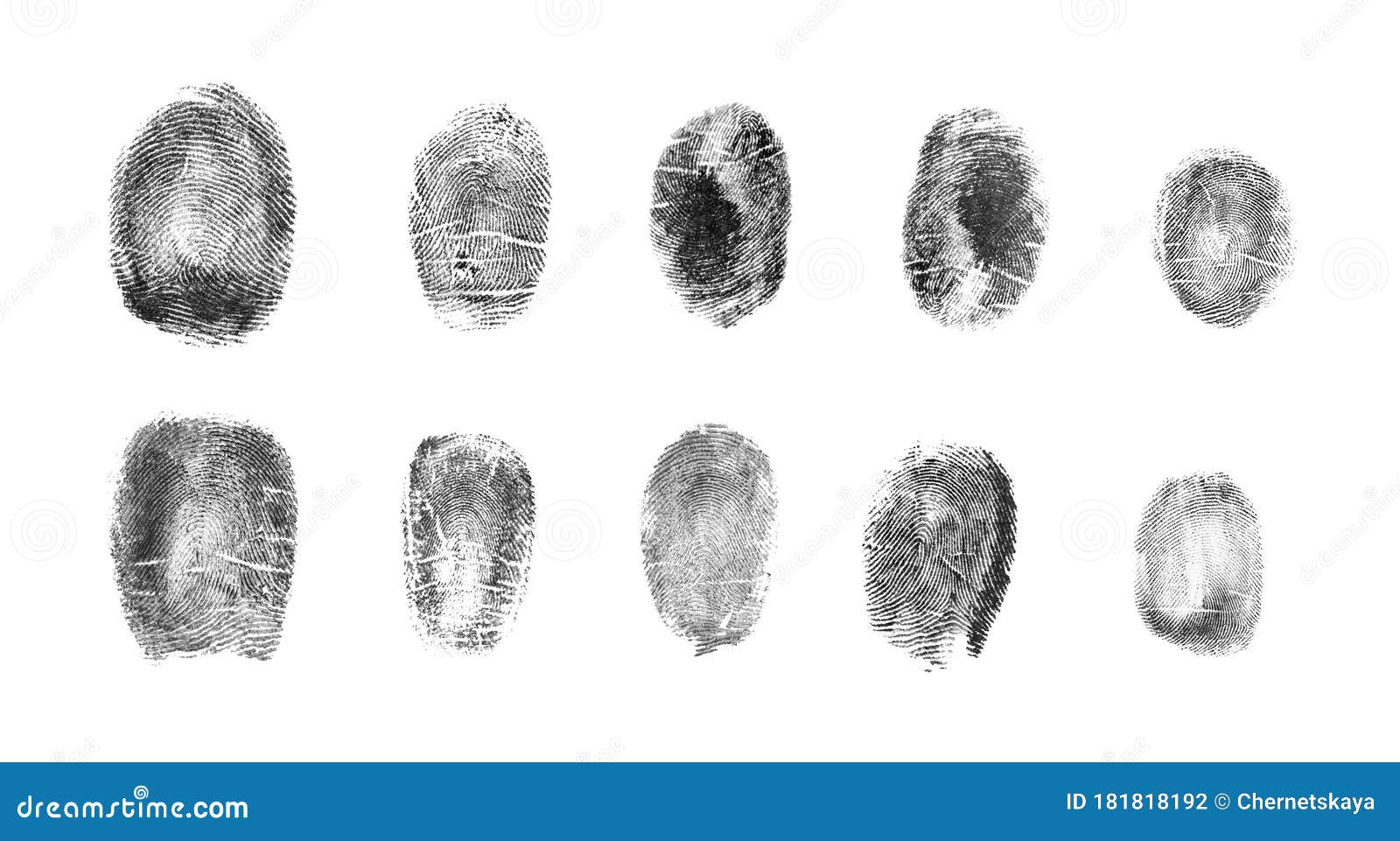 Set of Different Fingerprints on Background, Top View Stock ...