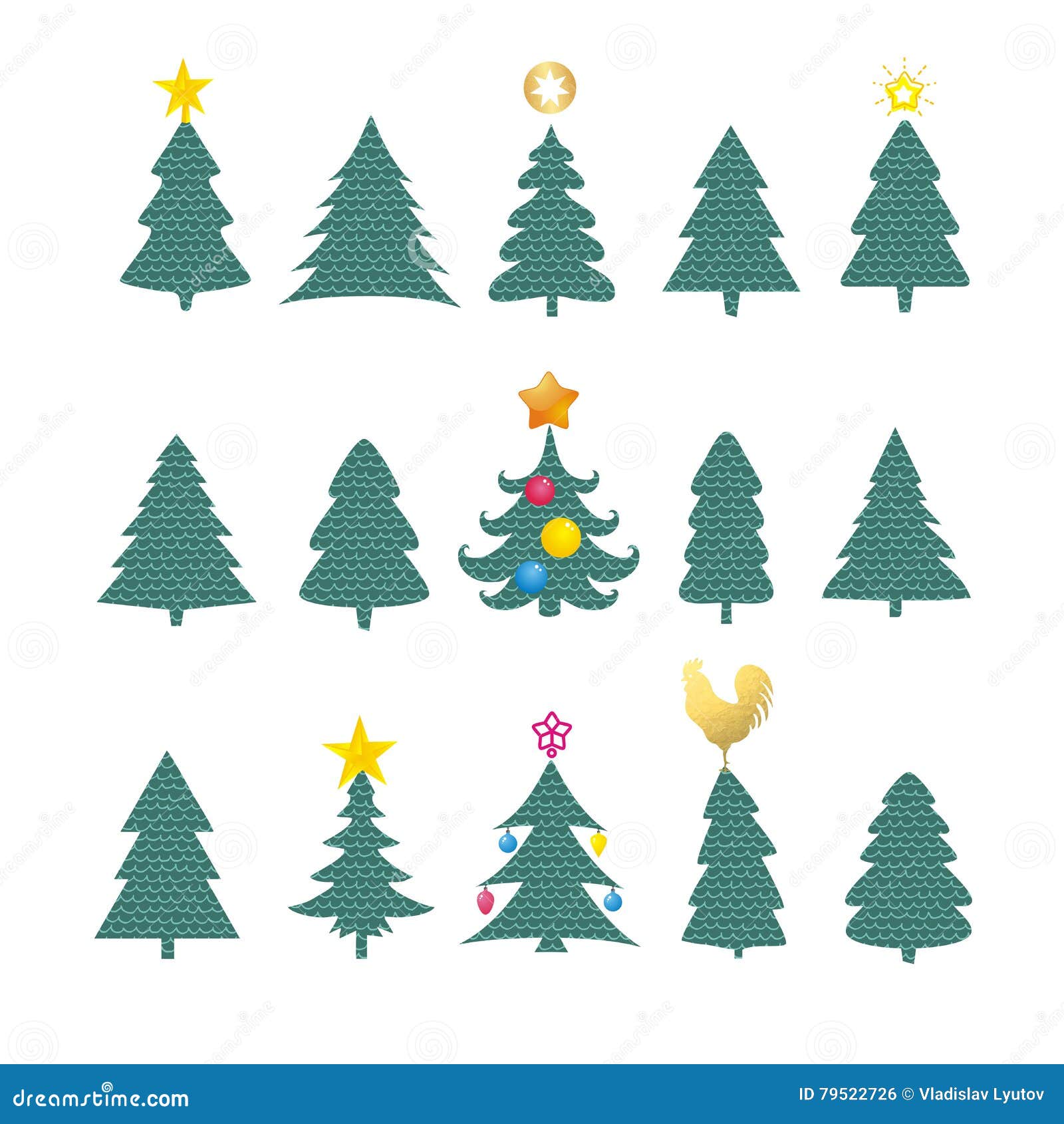 Set of Different Fir Trees on White Background Stock Vector ...