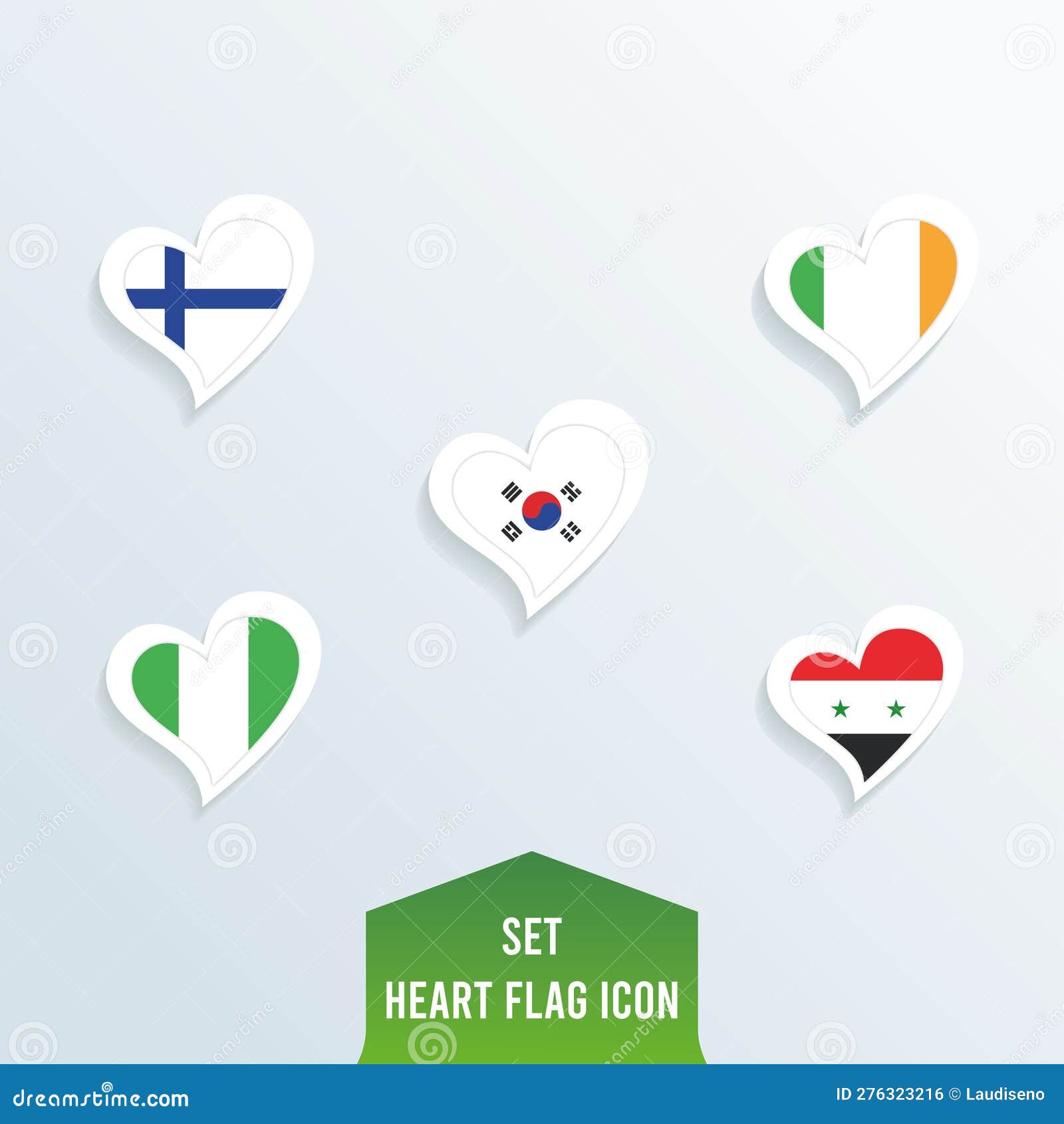 Set of Different Flags on Heart Shapes Vector Stock Vector ...
