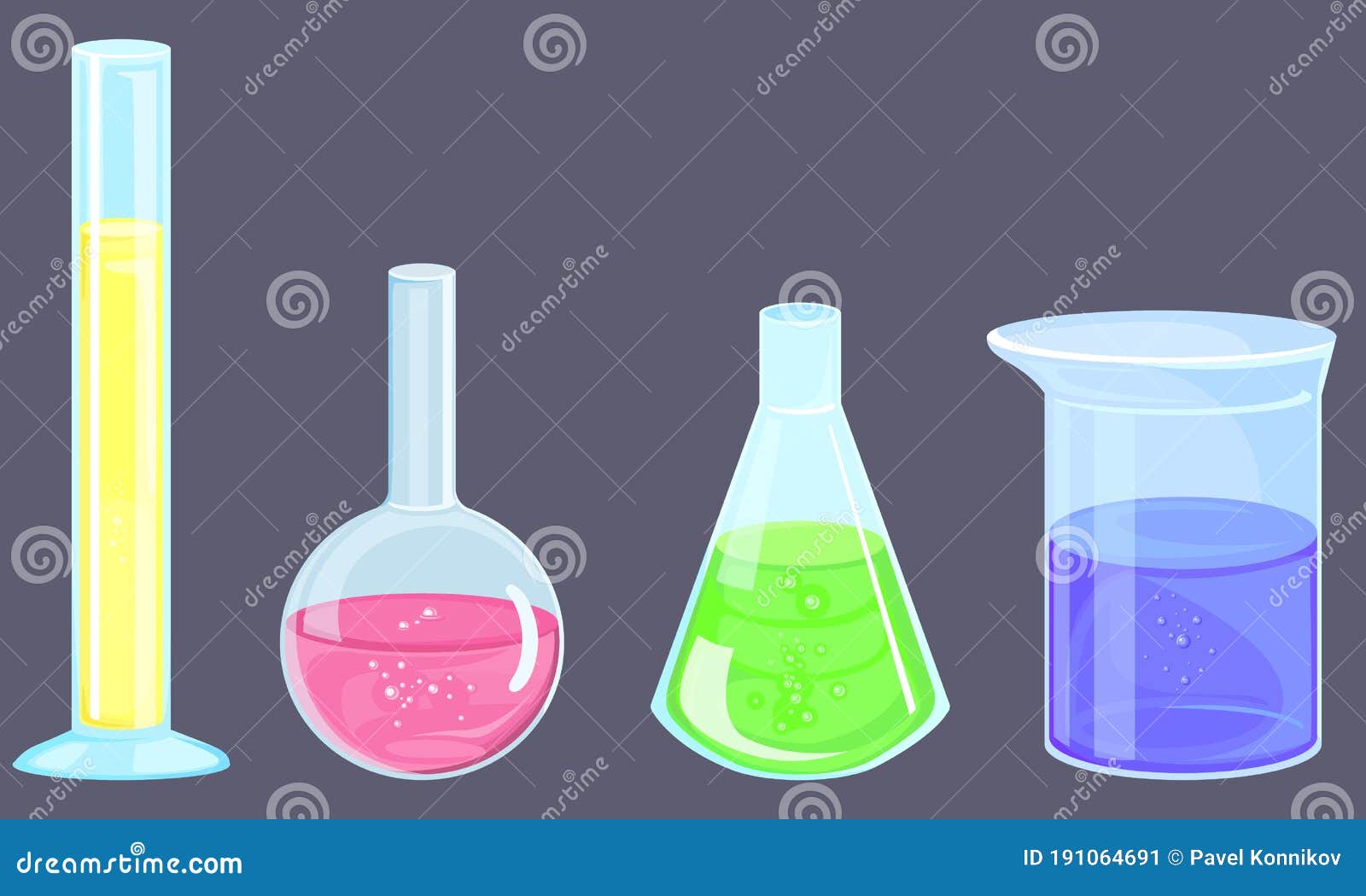 Set of different flasks stock illustration. Illustration of blue ...